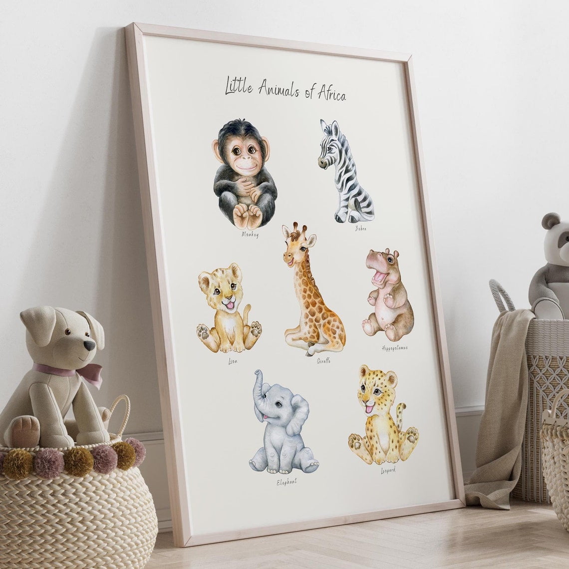 Little Animals Of Africa Print - Nursery Decor - Framed Wall Art ...