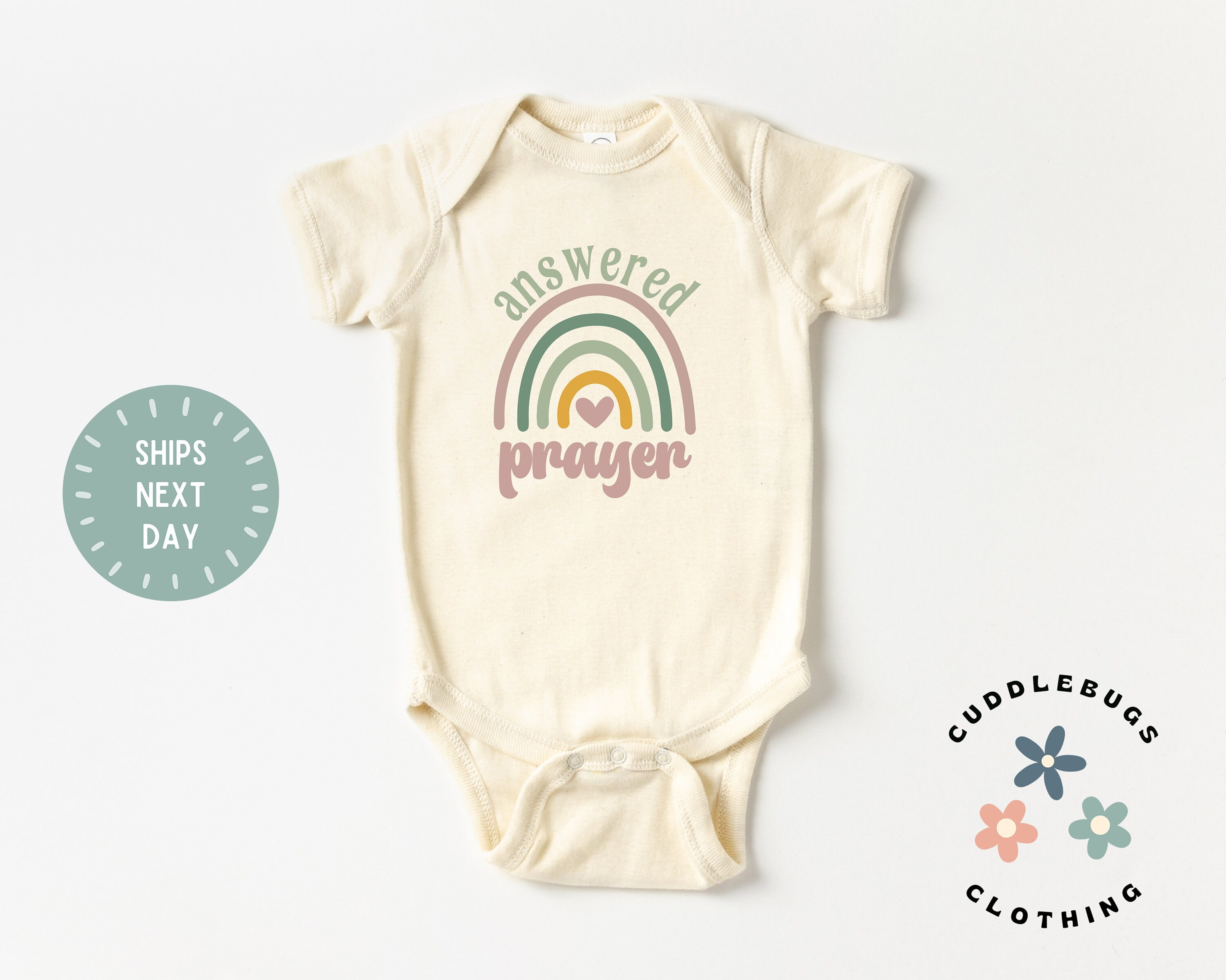 Little Answered Prayer Baby Onsies Bodysuit, Rainbow Baby, Religious ...
