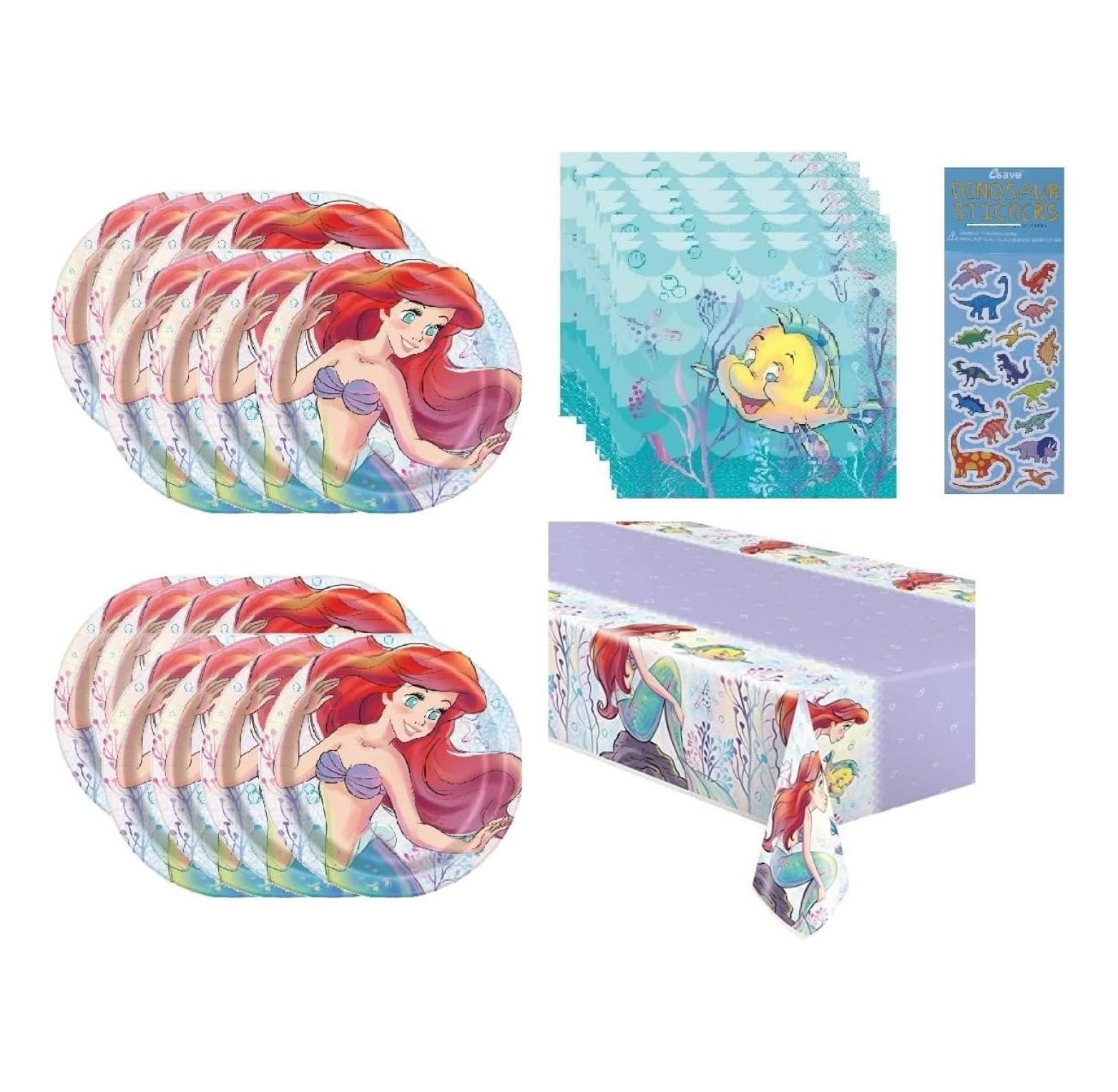 The Little Ariel Birthday Party Supplies Bundle includes 16 Lunch ...