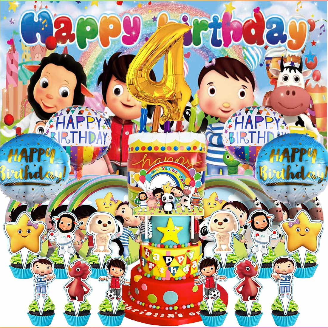 Little Baby Bum 4th Tableware Balloons Cake Toppers Backdrop Banner ...