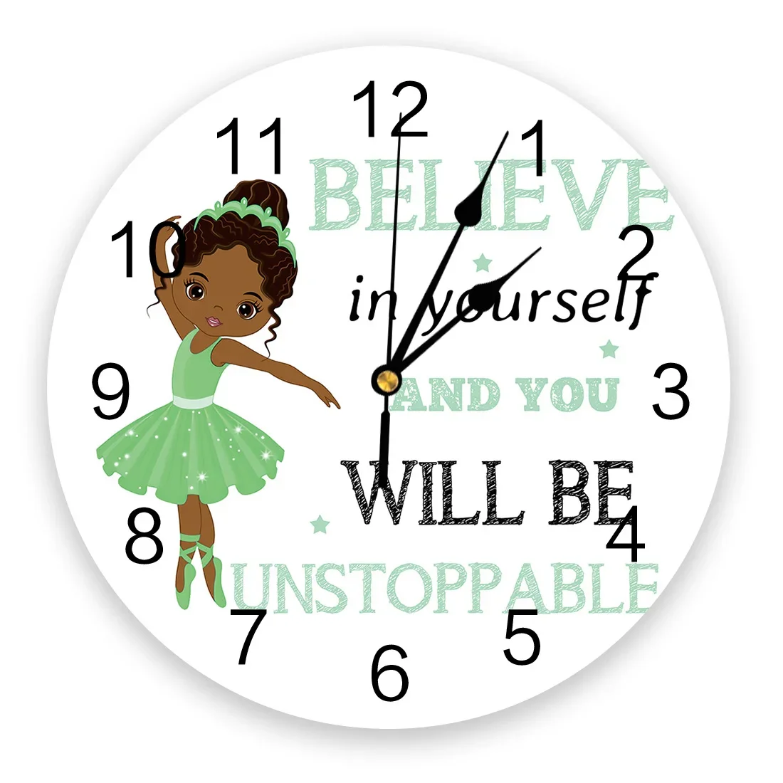 Little Ballerina Girl Inspirational Pink Wall Clock Living Room Bedroom ...