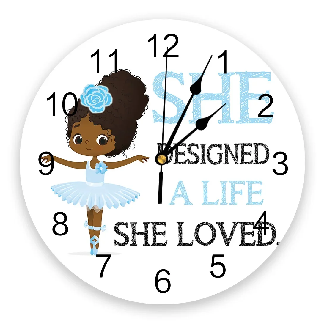 Little Ballerina Girl Inspirational Pink Wall Clock Living Room Bedroom ...