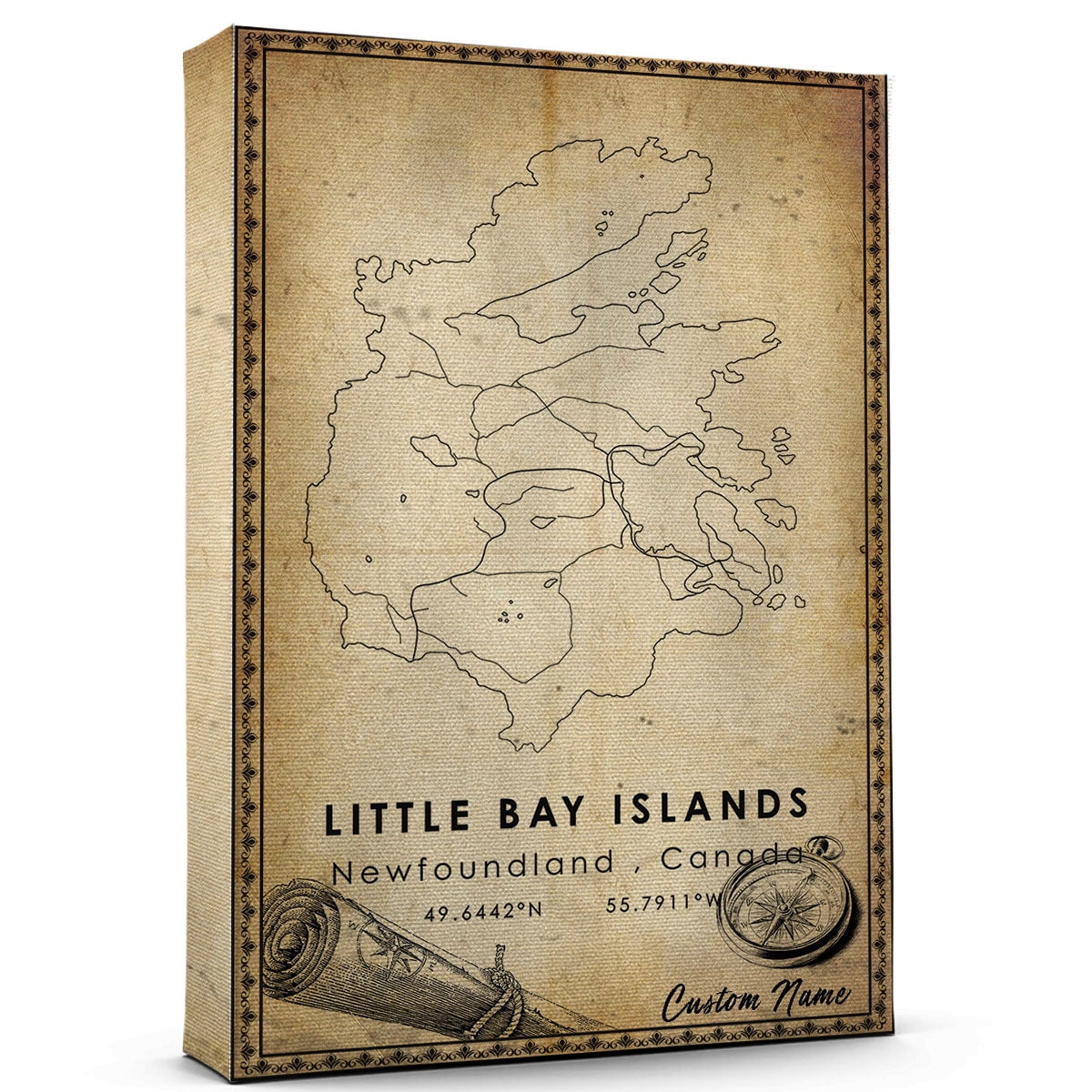 Little Bay Islands Map Poster, Newfoundland Map Art Poster, Canvas ...