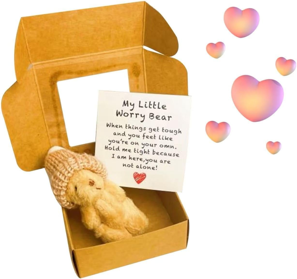 Little Bear in Box, Handmade Mini Plush Bear in Box with Inspirational Card, Thoughtful Gift for ...