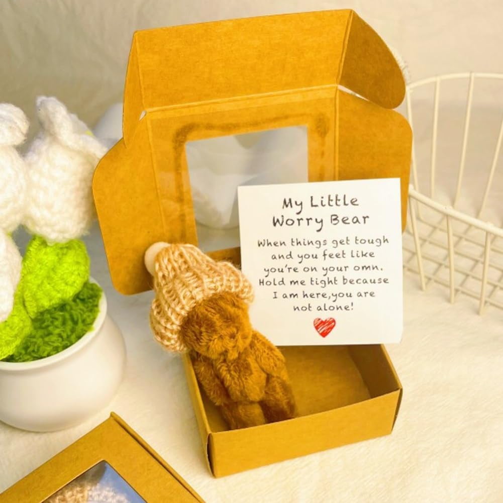 Little Bear in Box, My Little Worry Bear, Get a Hug Teddy Handmade Mini Plush Teddy Bears in Box ...