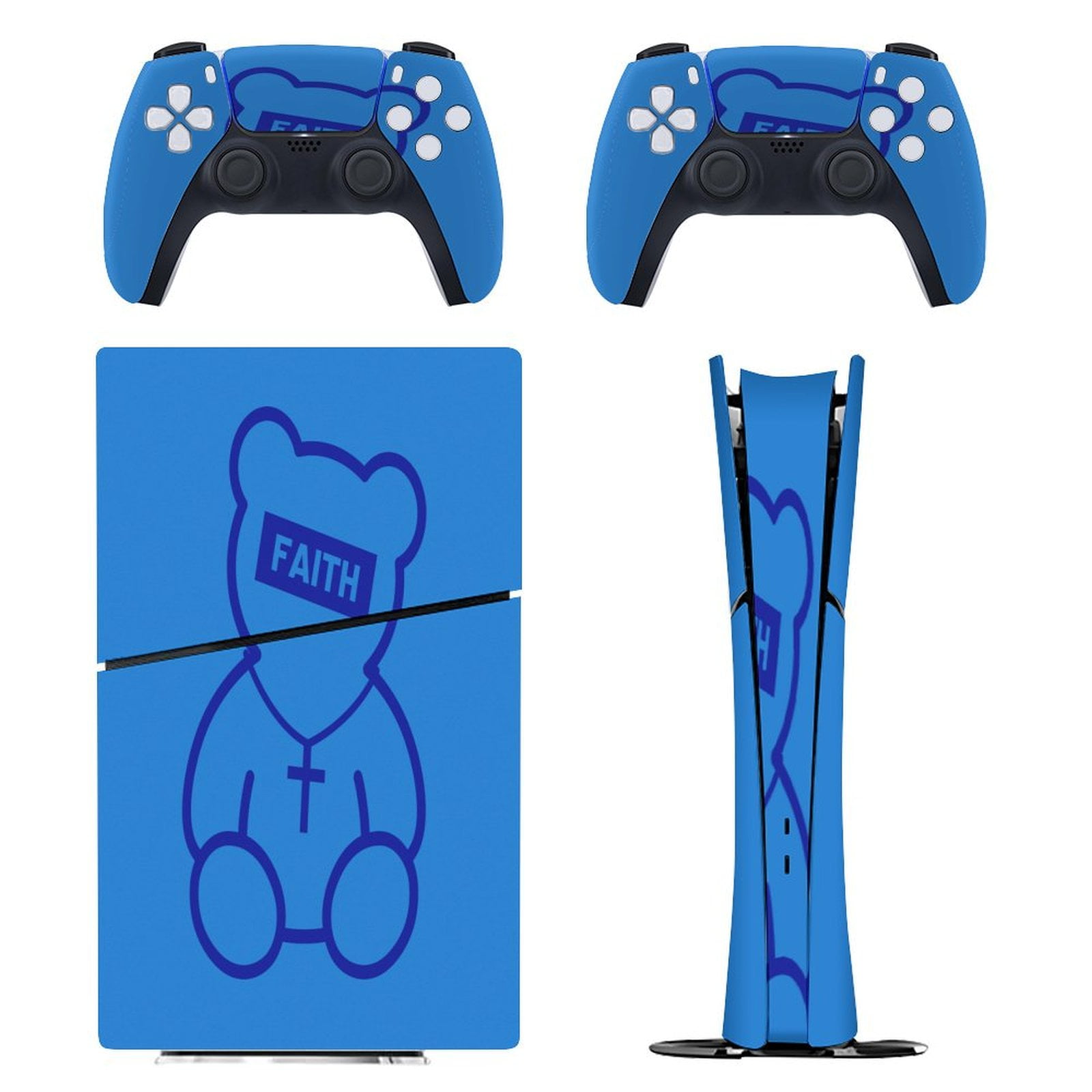Little Bear Cross Faith Blue PS5/PS5 Slim Digital Disc Skin Sticker For ...
