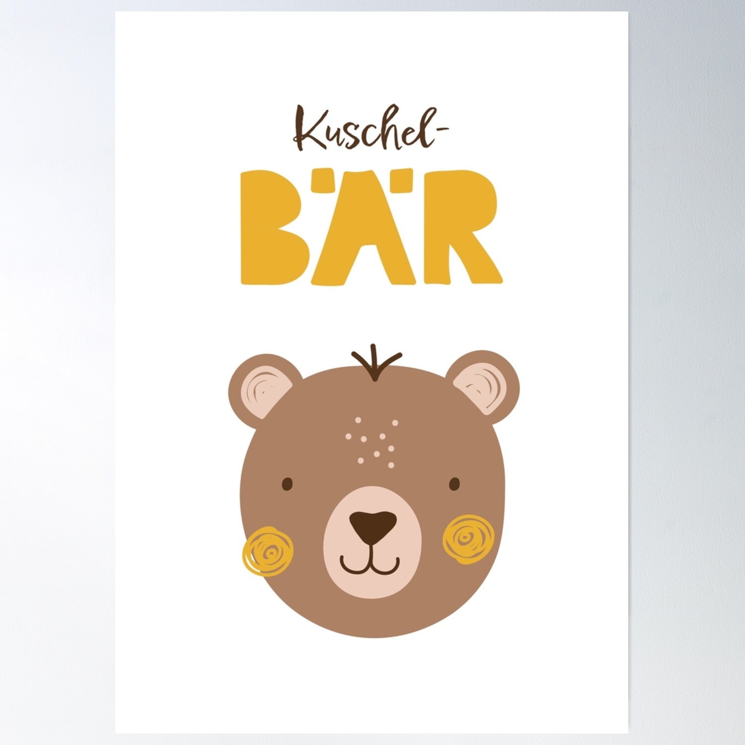 Little Bear Cuddly Bear Yellow Honey Poster Wall Art, Modern Wall Decor ...