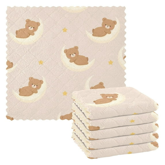 Little Bear Moon Pattern Dish Towels 6 Pack Kitchen Cleaning Dish ...