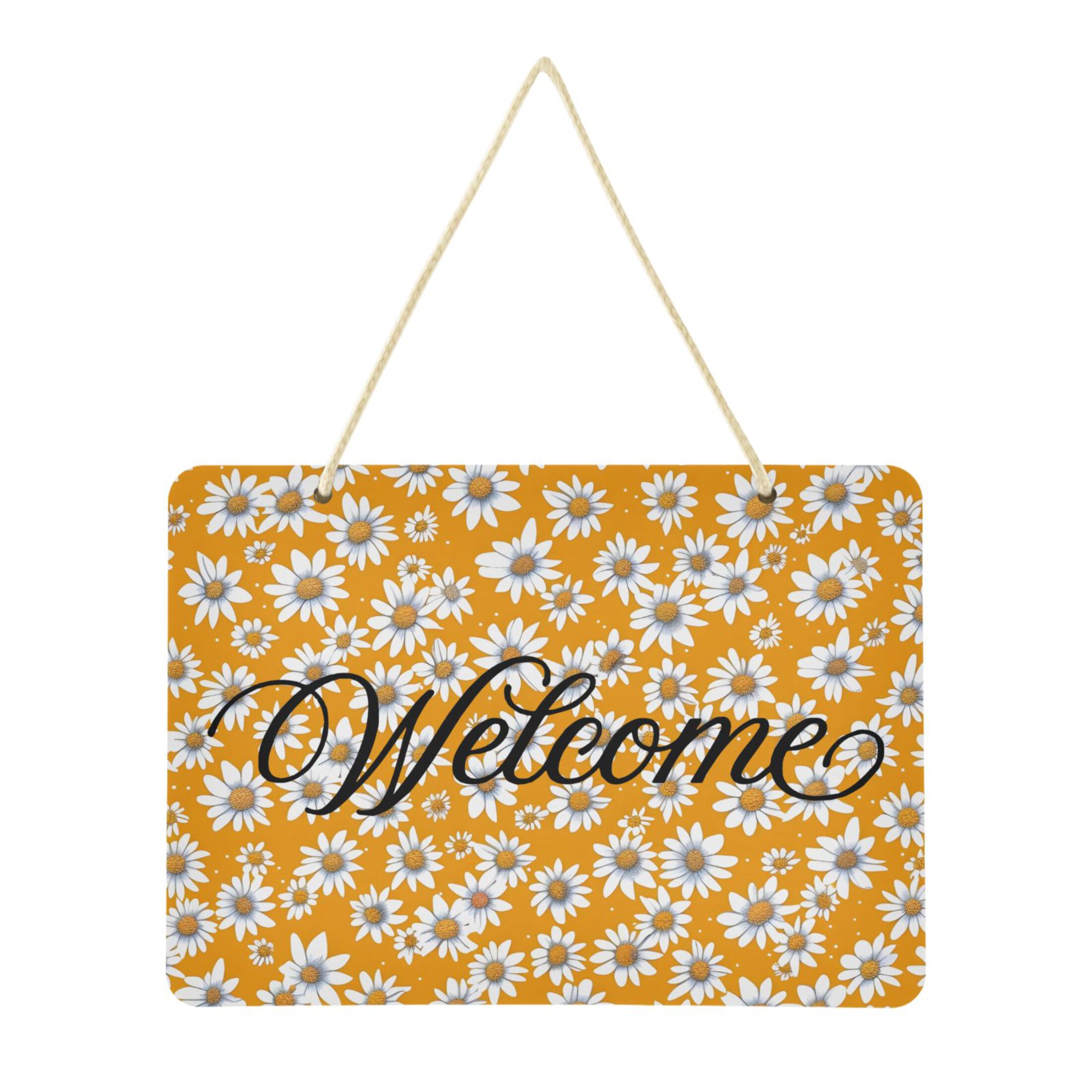 Little Beautiful Daisies Welcome Sign Front Door PVC 14x10 inch Hanger ...