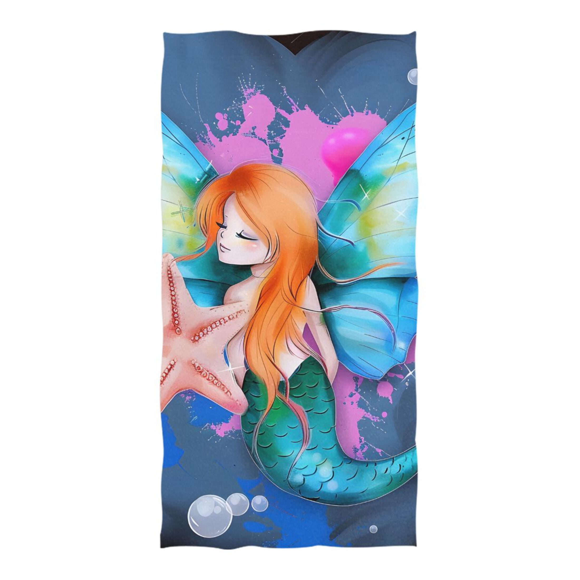 Little Beautiful Mermaid Beach Towel Oversized 74"x37" Pool Towels Soft ...