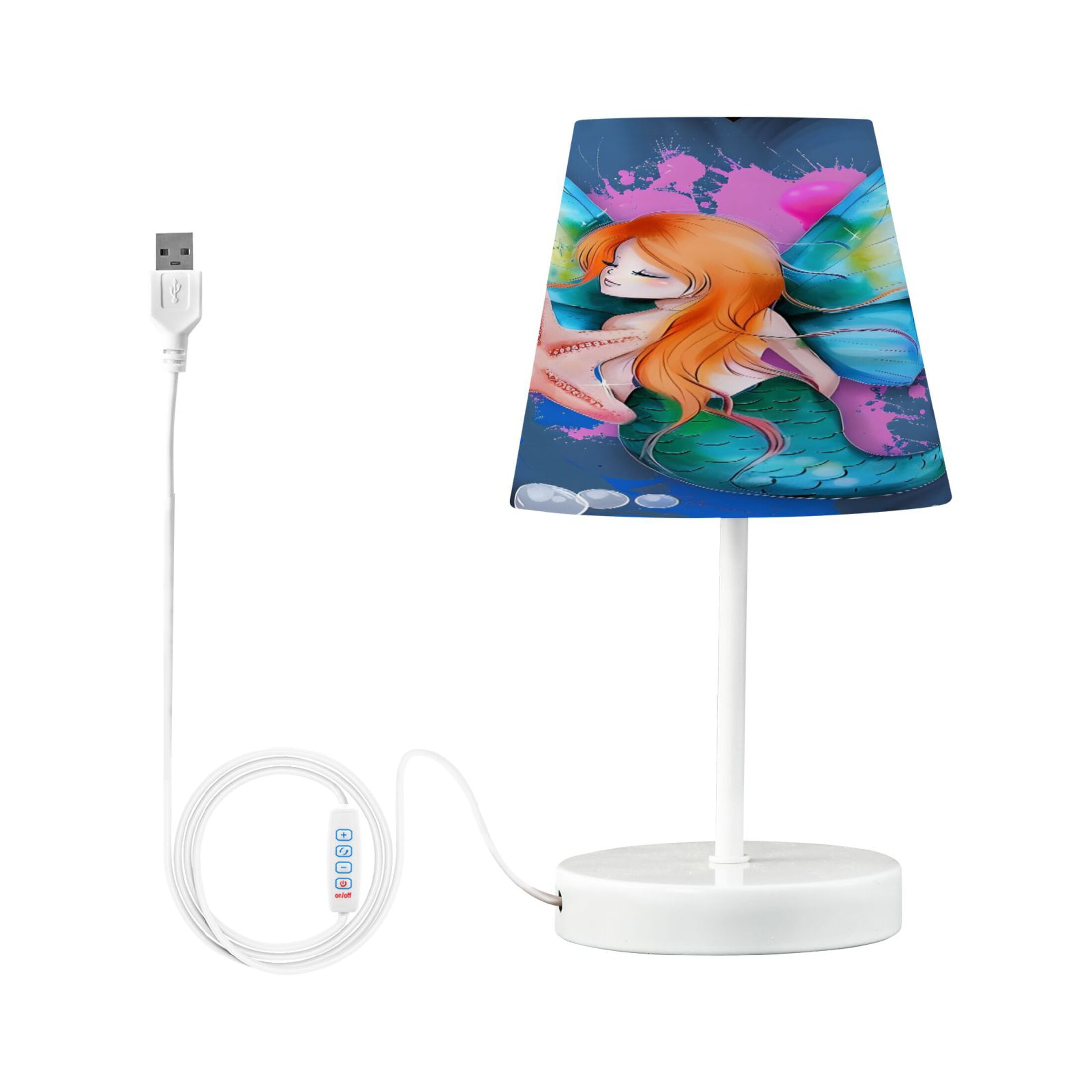 Little Beautiful Mermaid Desk Lamp LED Table Nightstand Lamps with 3 ...