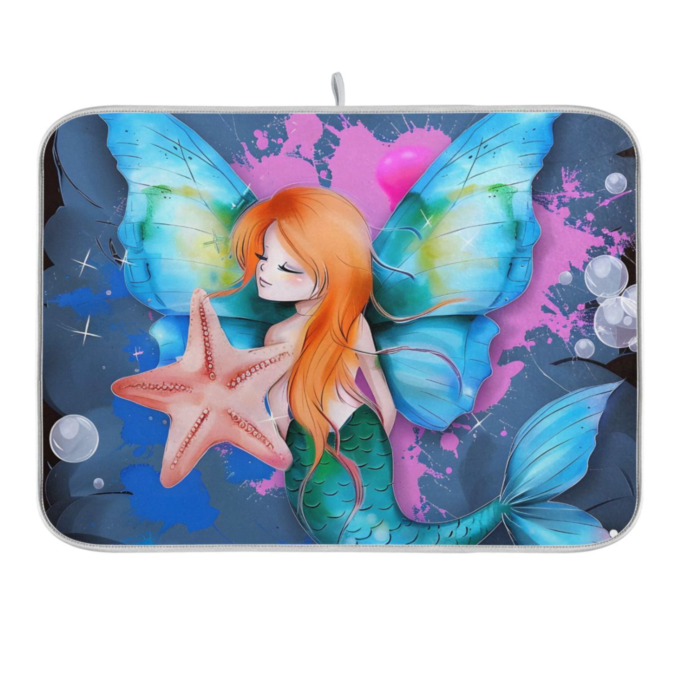 Little Beautiful Mermaid Dish Drying Mat for Kitchen Counter 18x24 In ...