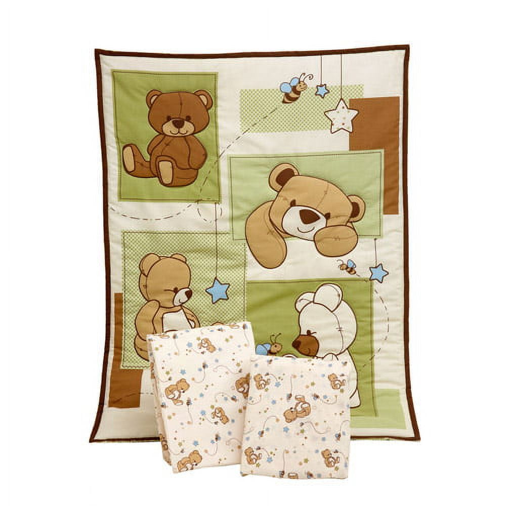 Little Bedding by NoJo Dreamland Teddy 3-piece Mini Crib / Portable ...