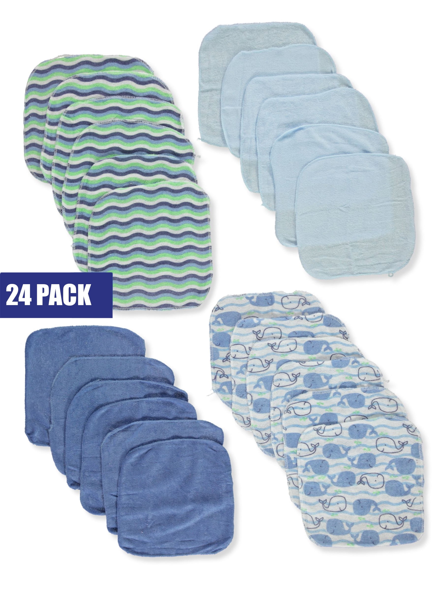 Little Beginnings Baby Boys' 24-Pack Washcloths - blue/multi, one size ...
