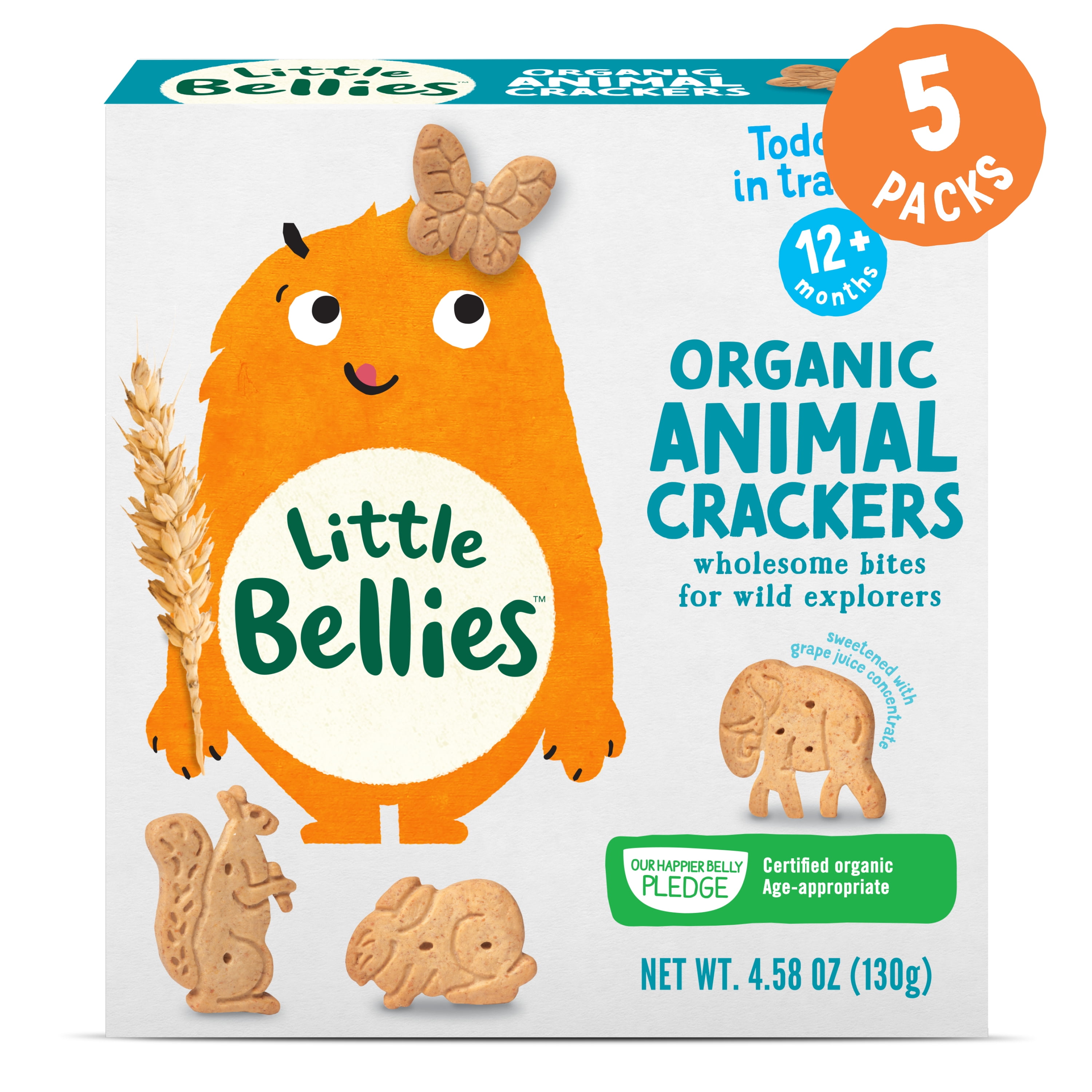 Little Bellies Organic Animal Crackers, Baby & Toddler Snack, Age 12 ...