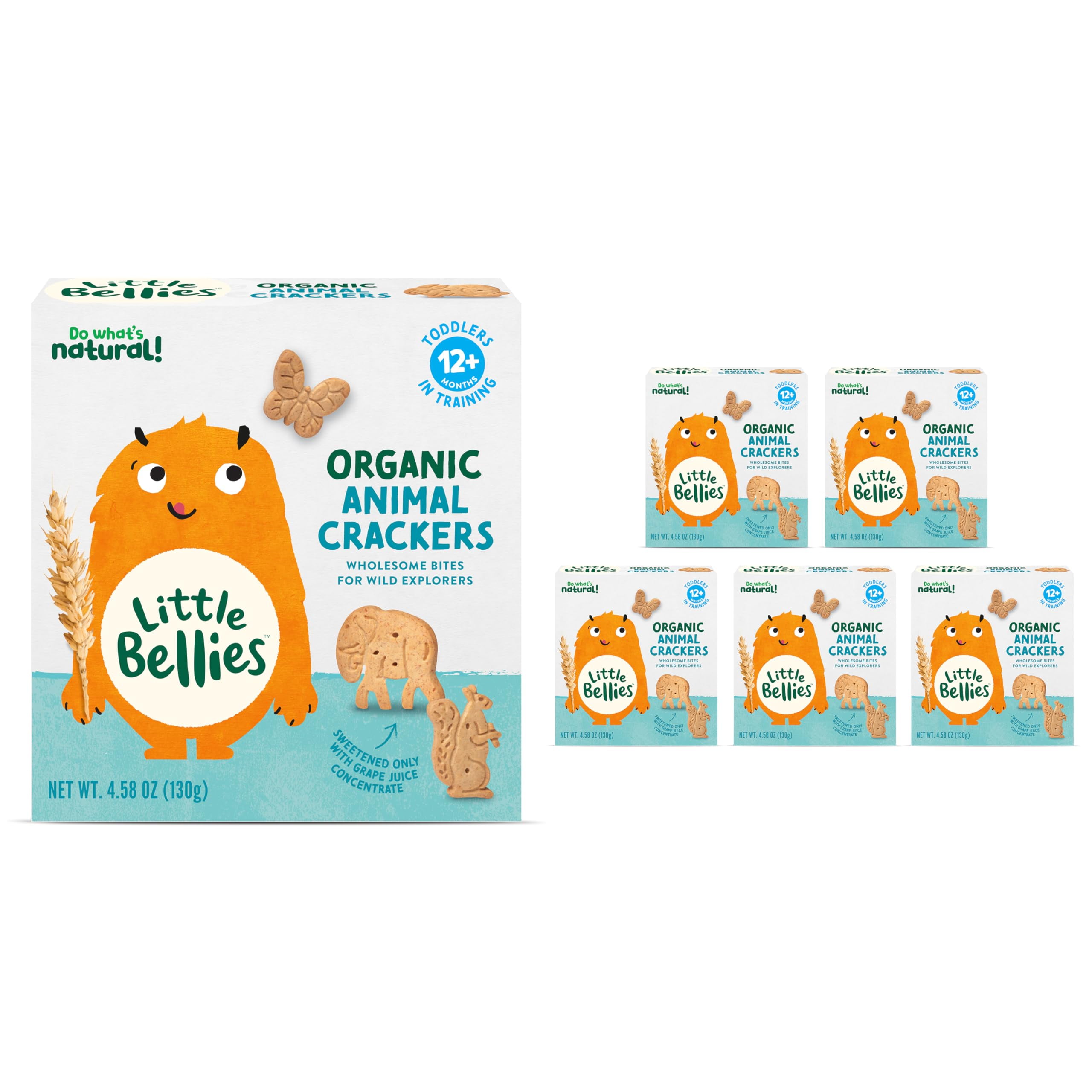 Little Bellies Organic Animal Crackers Toddler Snack (Pack of 5 x 4.58 ...