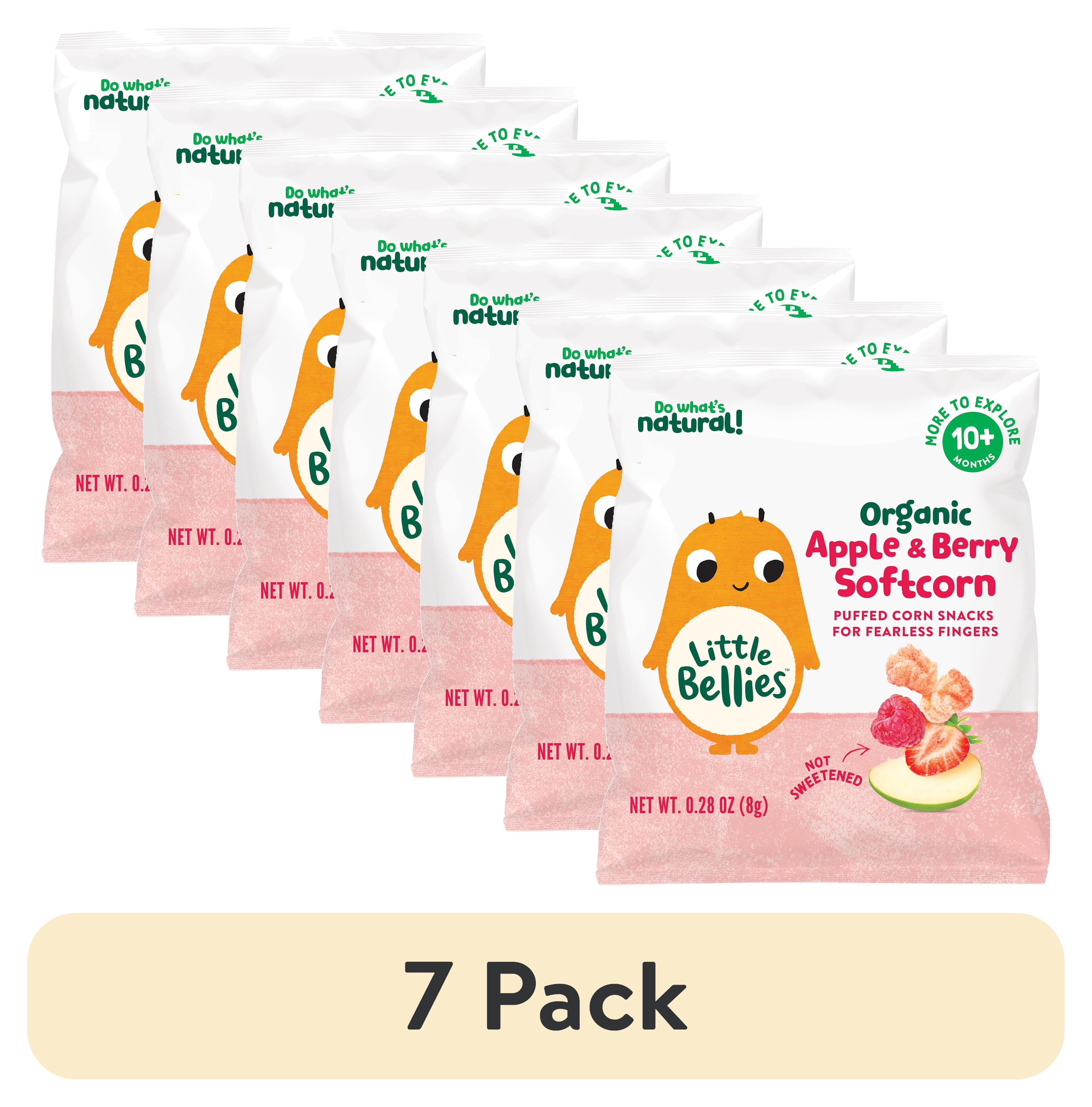 (7 pack) Little Bellies Organic Apple & Berry Softcorn Snack, Baby & Toddler Puff Snack, Age 10 ...