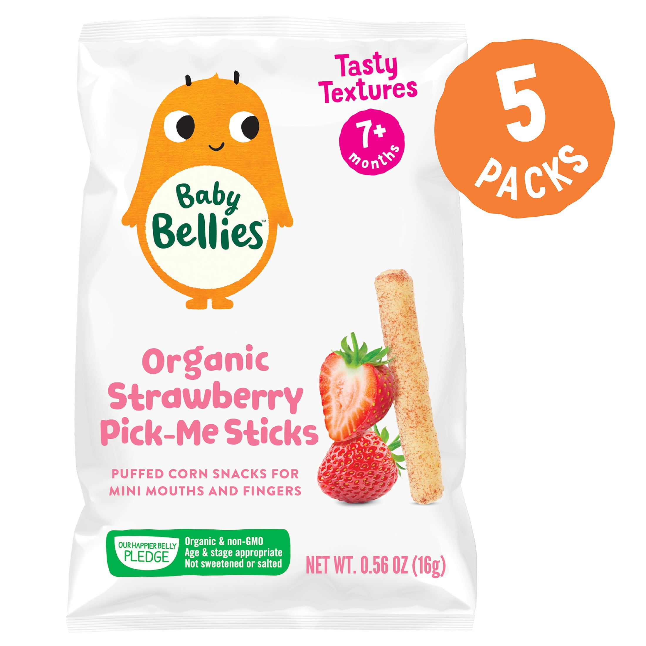 Little Bellies Organic Strawberry Pick-Me Sticks Puff Snack, Baby and ...