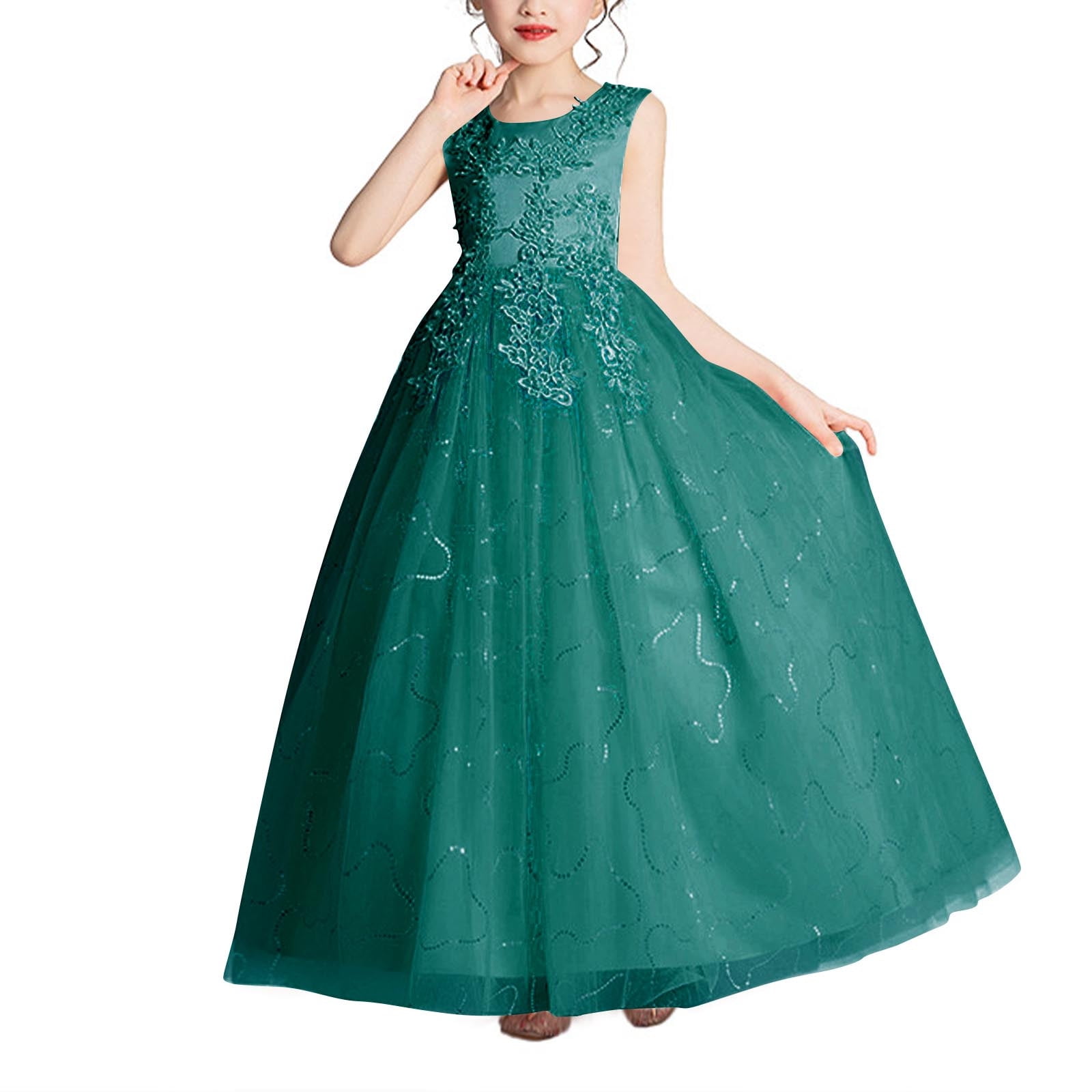 Little/Big Girls Embroidery Lace Bridesmaid Dress Flower Kid Wedding ...