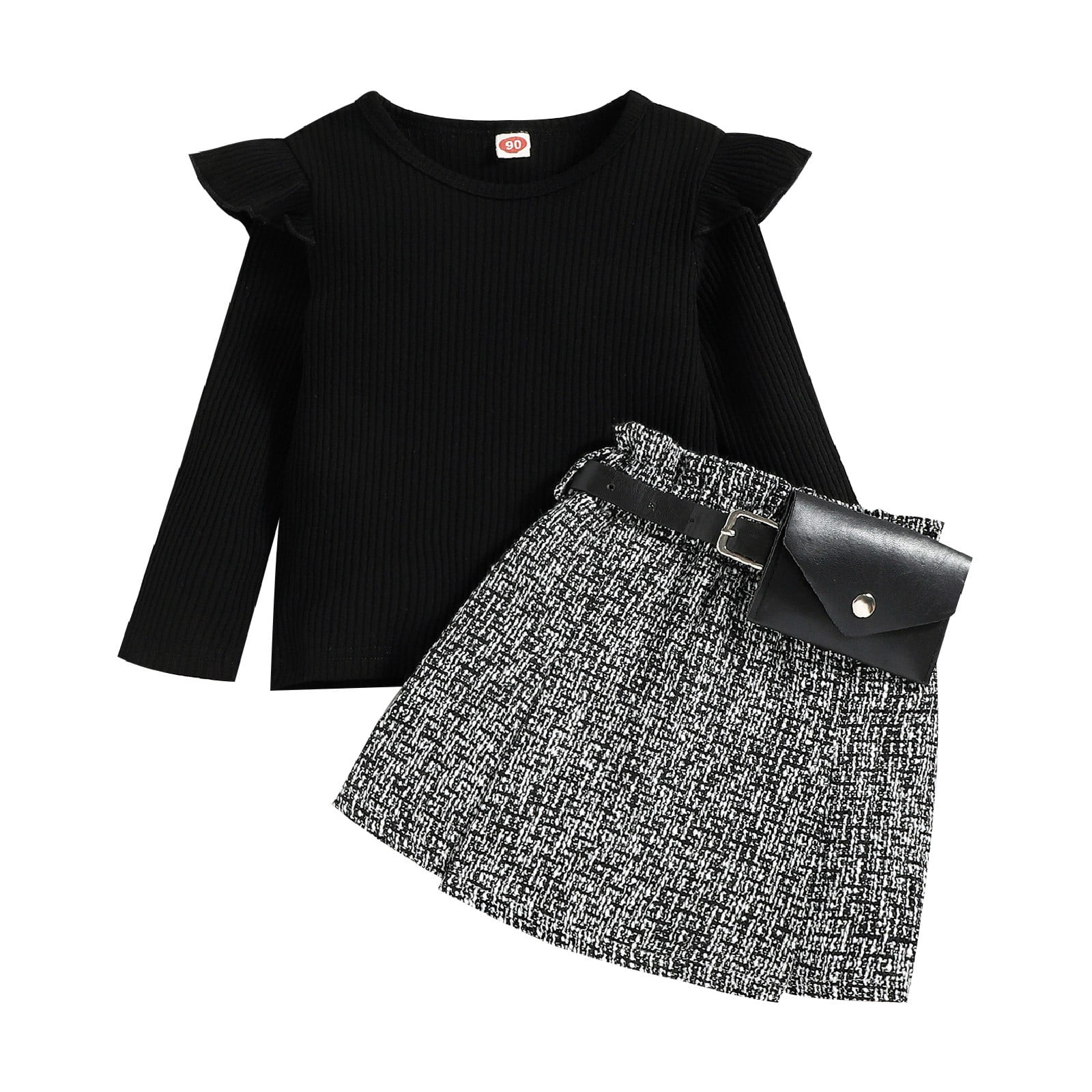 Little Big Girls Fall Winter Outfits Girls Skirt Set Pullover Top Tee ...