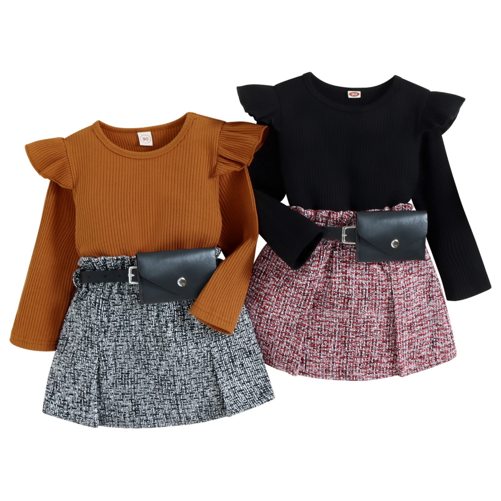 Little Big Girls Fall Winter Outfits Girls Skirt Set Pullover Top Tee ...