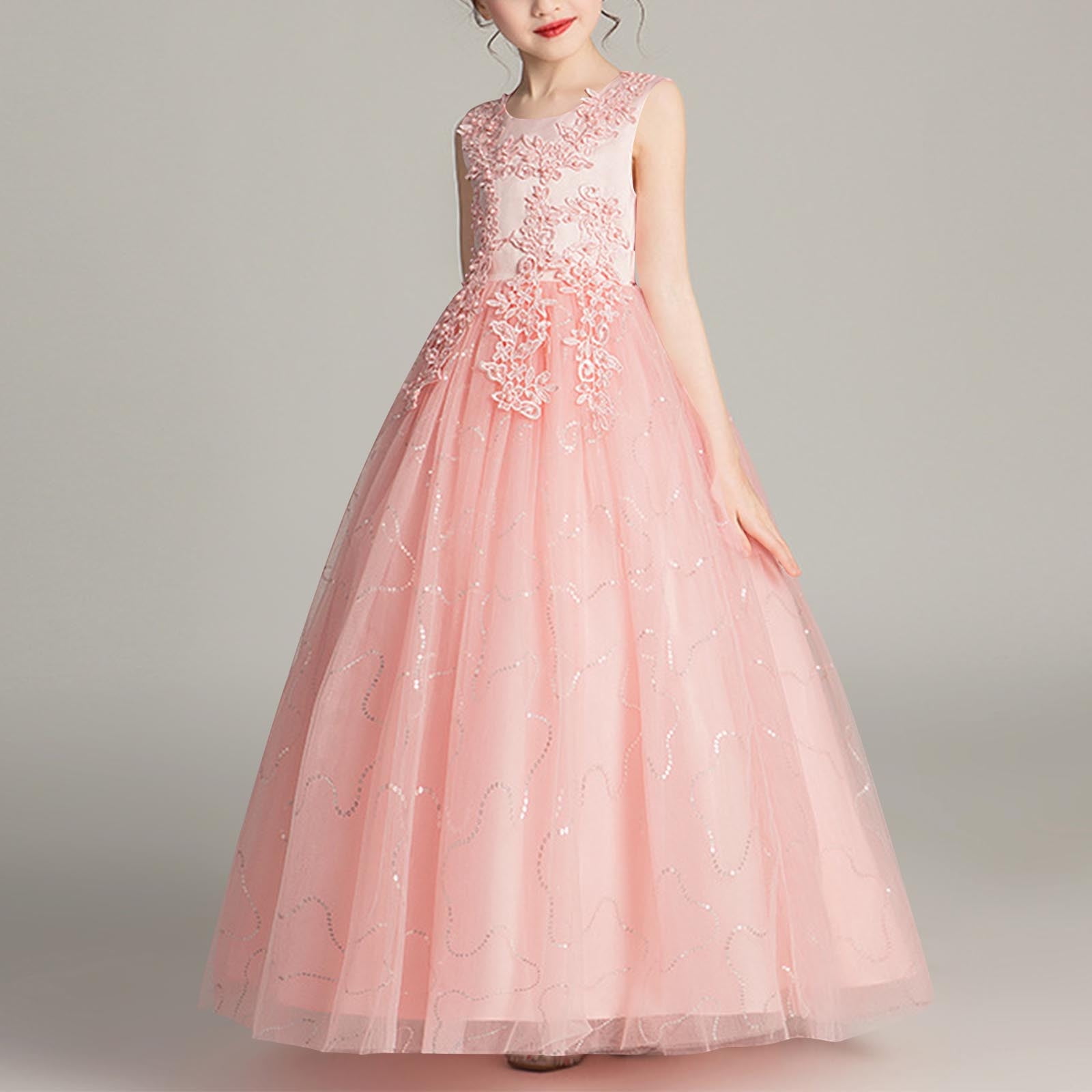 Little/Big Girls Lace Bridesmaid Dress Flower Kid Wedding Ball Gown ...