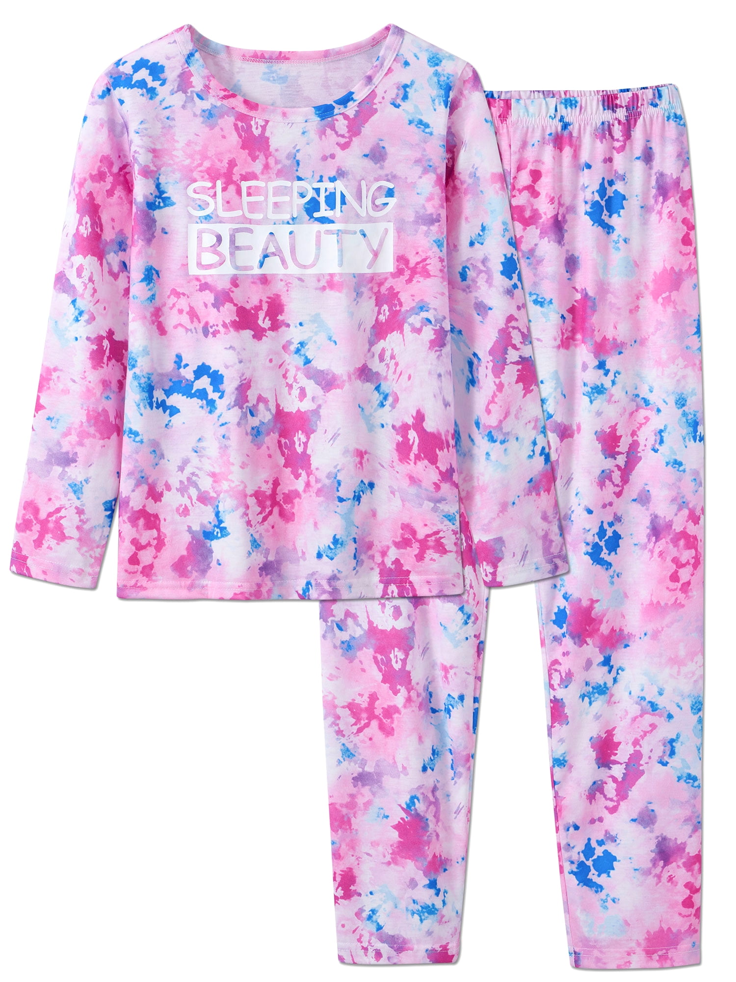 Little & Big Girls Long Sleeves & Pants Tie Dye Sleeping Beauty Pajamas ...