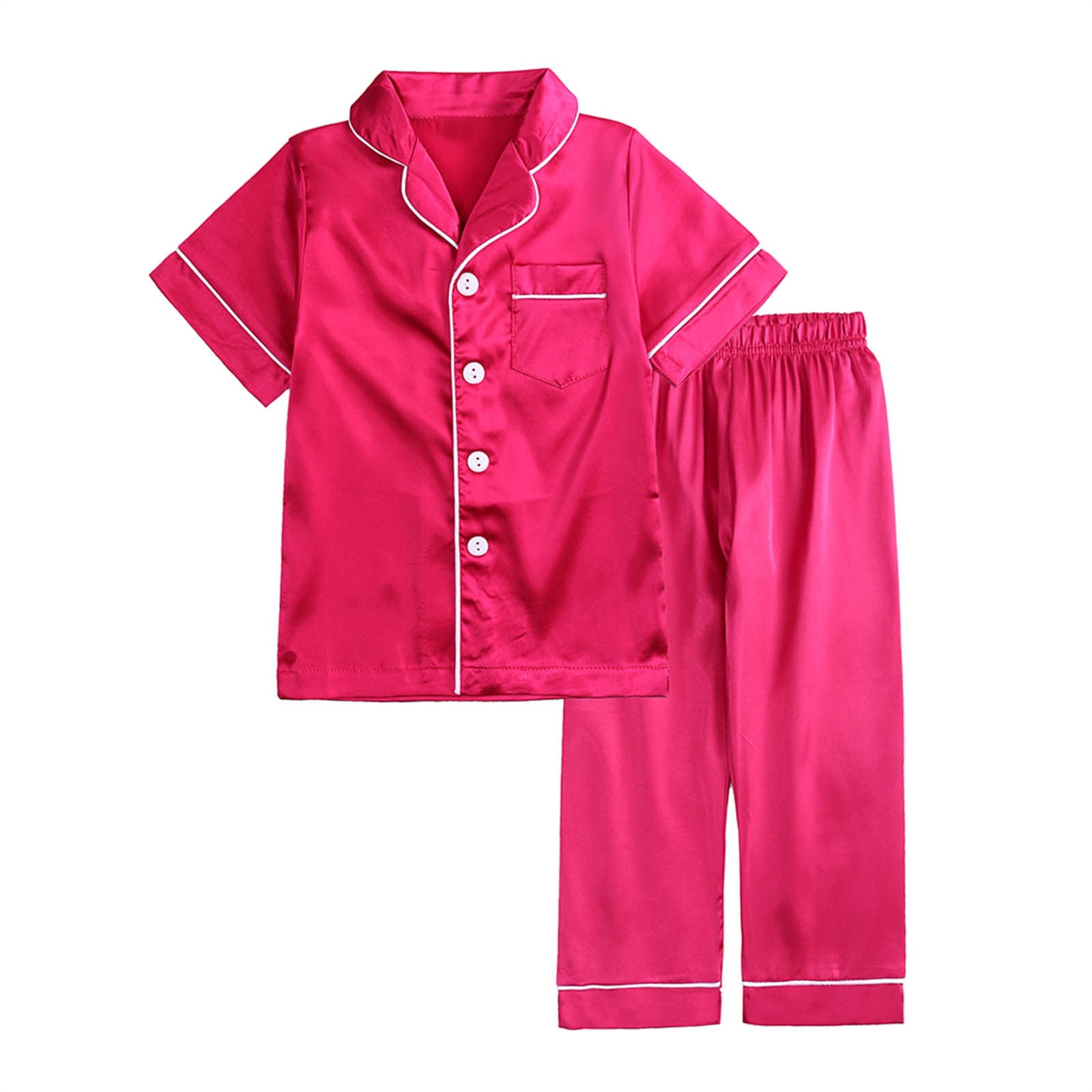 Little & Big Girls Pajama Set Girls Boys Silk Satin Pajamas Set Button ...