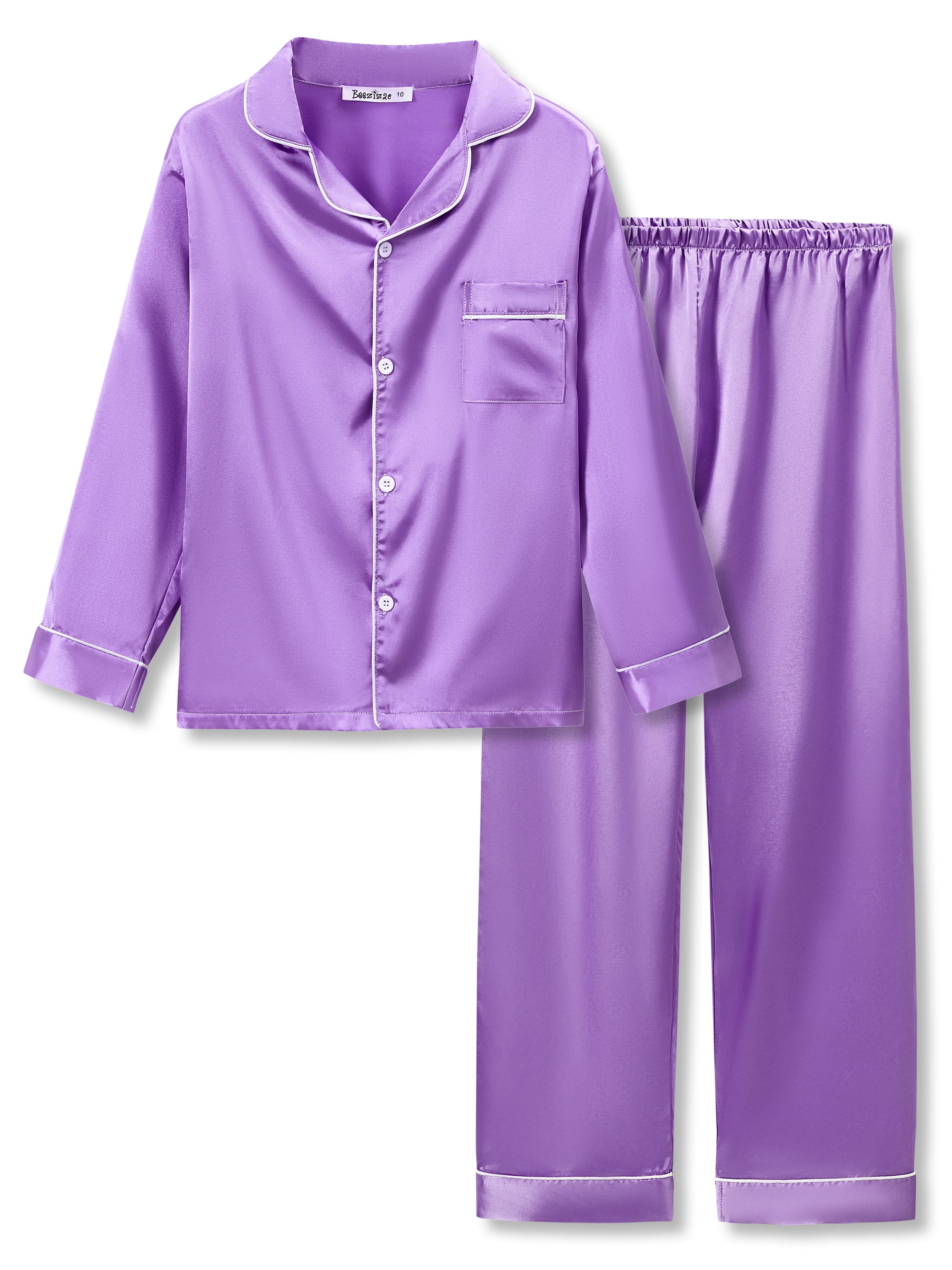 Little & Big Girls Pajama Set Size 8 - Purple Satin Silky Cute Fall ...