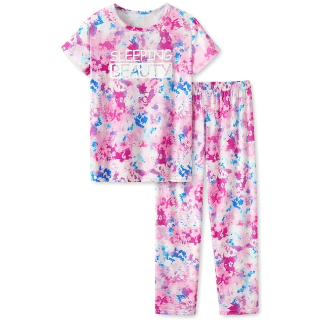 Little & Big Girls Summer Tee & Pants Tie Dye Sleeping Beauty Pajamas ...