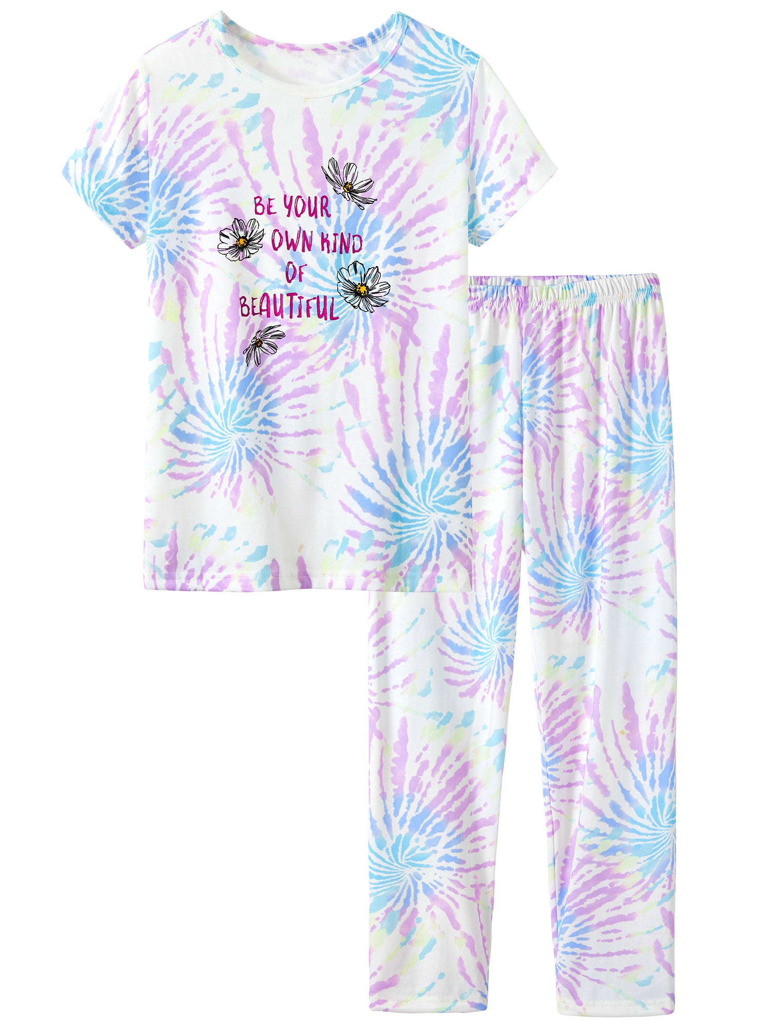 Little & Big Girls Summer Tie Dye Daisy Pajamas Kids PJ Set Sleepwear ...