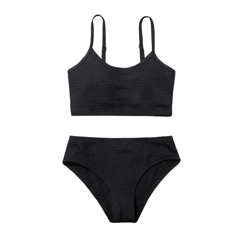 Little/Big Girls' Swimsuits Two-Piece Solid Color Bikini Beach Bathing ...