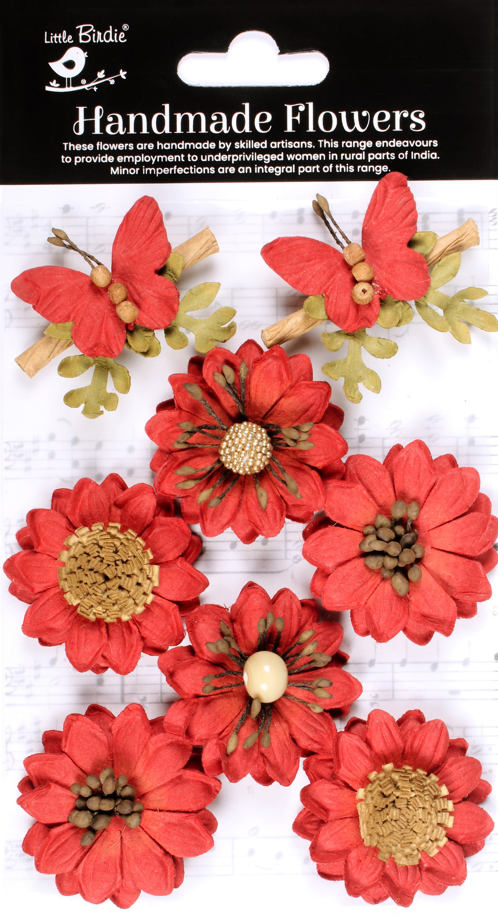 Little Birdie Arcadia Paper Flowers 8/Pkg-Cardinal Red - Walmart.com
