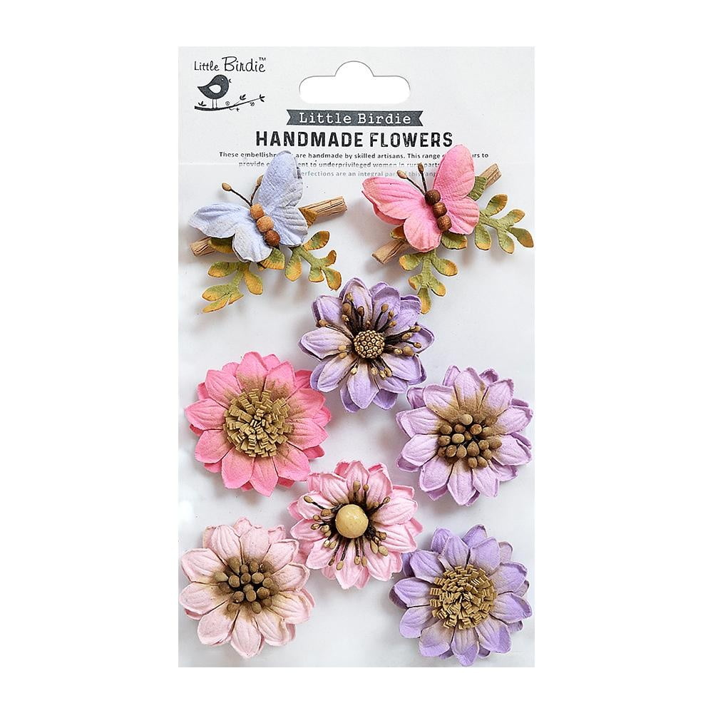 Little Birdie Arcadia Paper Flowers 8/Pkg-Fairy Sparkle - Walmart.com