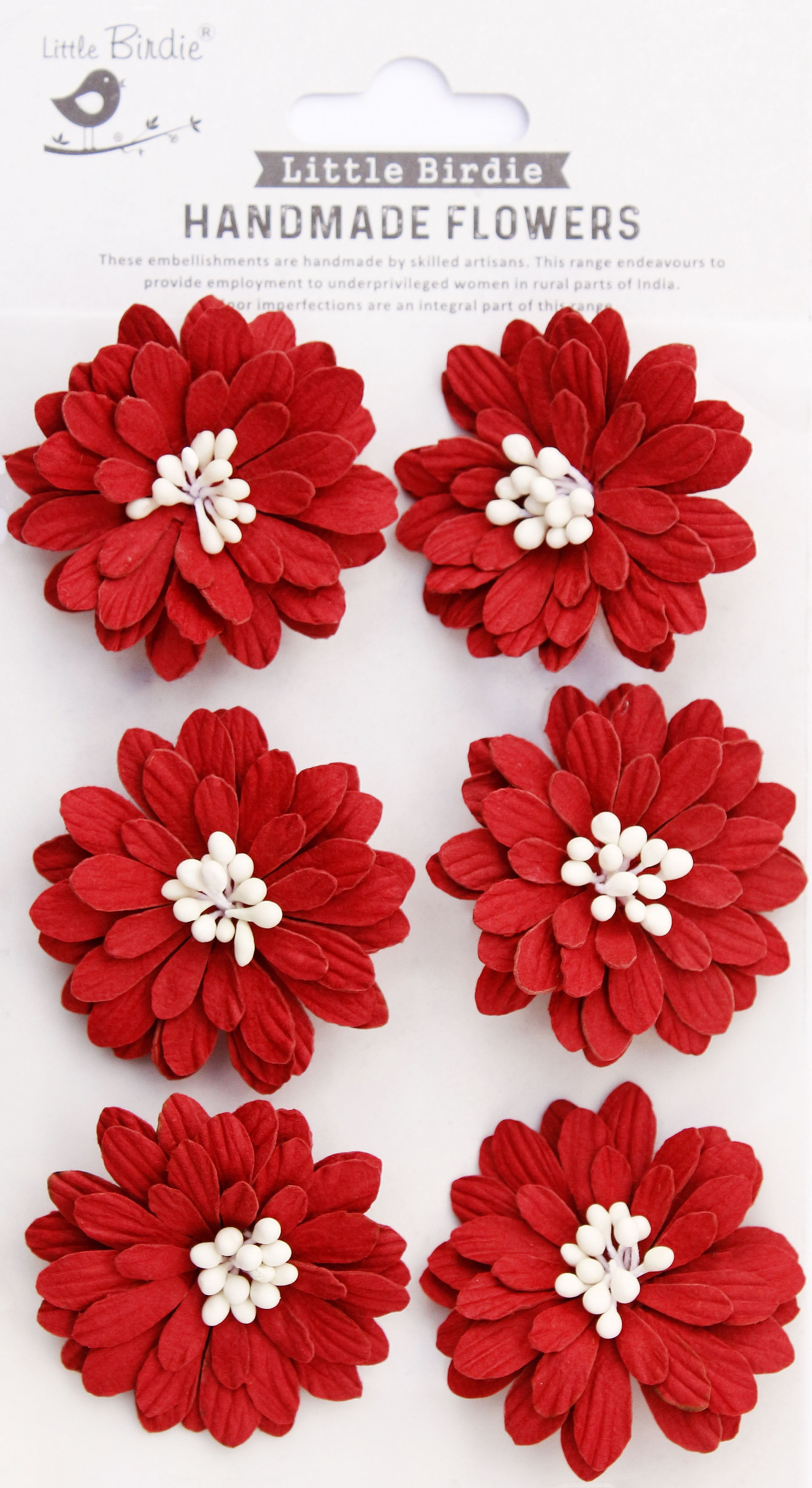 Little Birdie Astra Paper Flowers 6/Pkg-Cardinal Red - Walmart.com