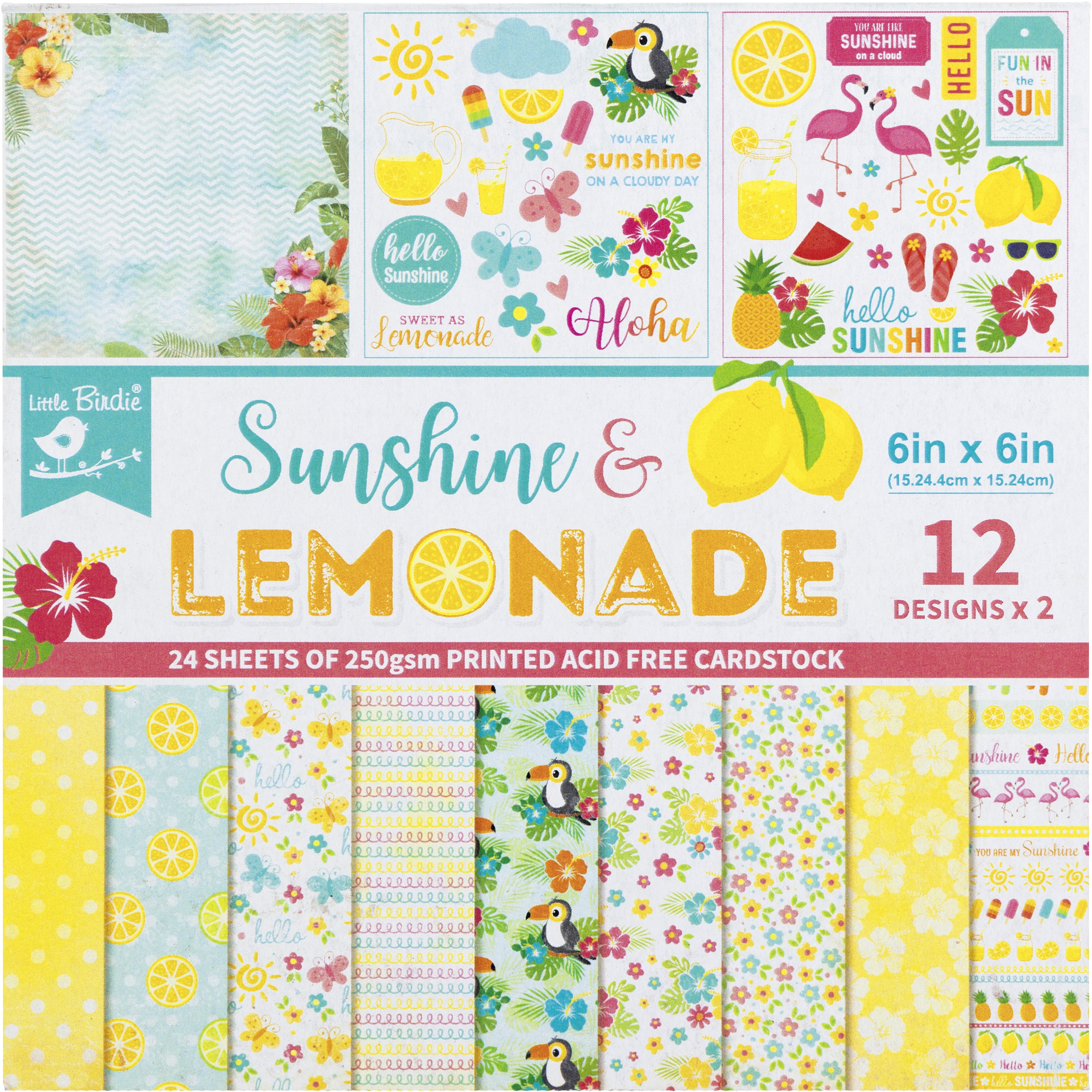 Little Birdie Cardstock Pack 6"X6" 24/Pkg-Sunshine & Lemonade - Walmart.com