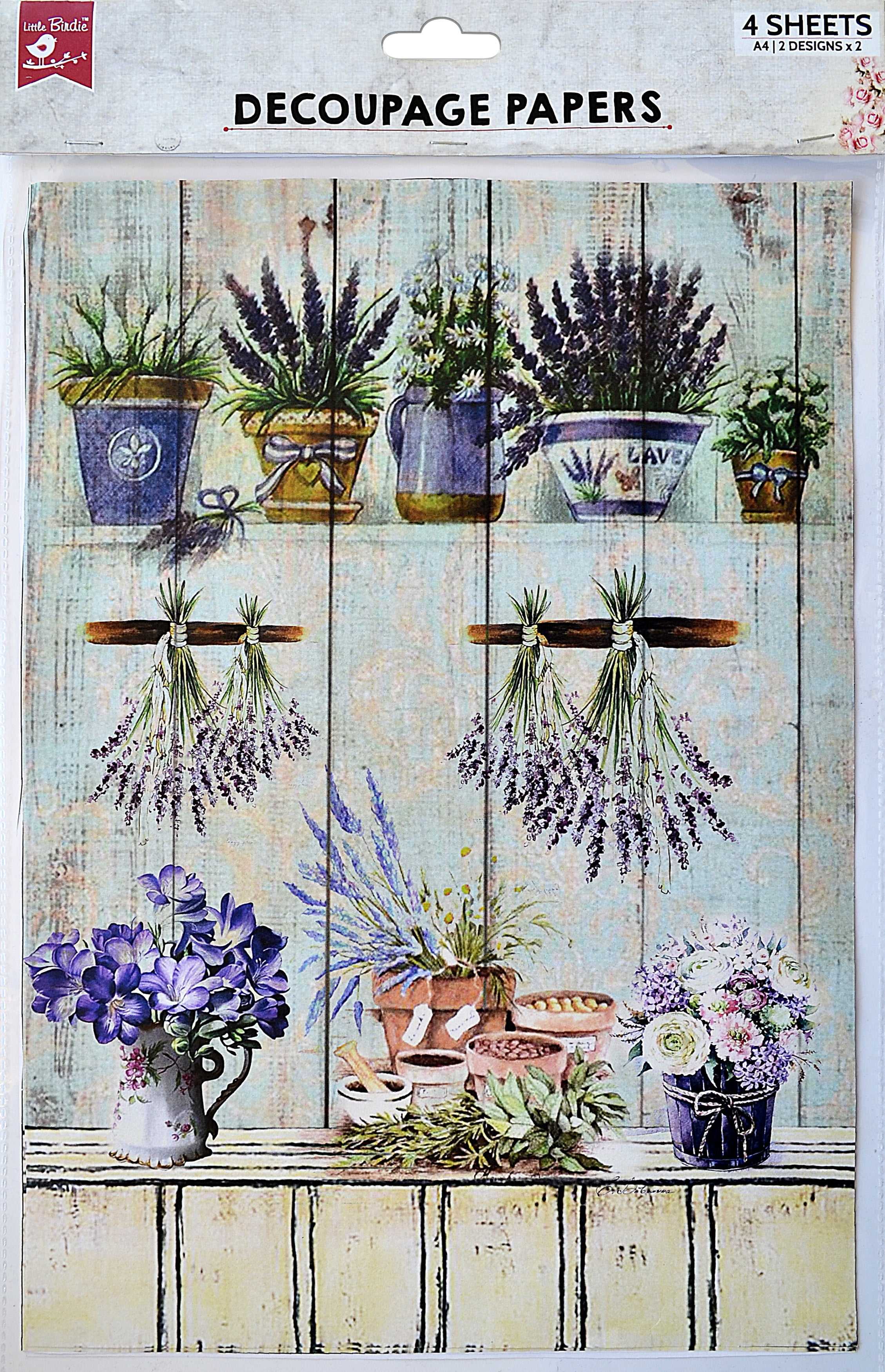 Little Birdie Decoupage Filament Paper A4 2/Pkg-Lavender Sparkle ...