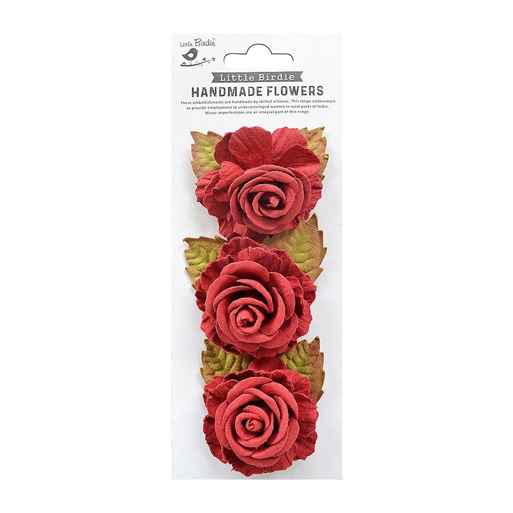 Little Birdie Eva Paper Flowers 3/Pkg-Love and Roses - Walmart.com