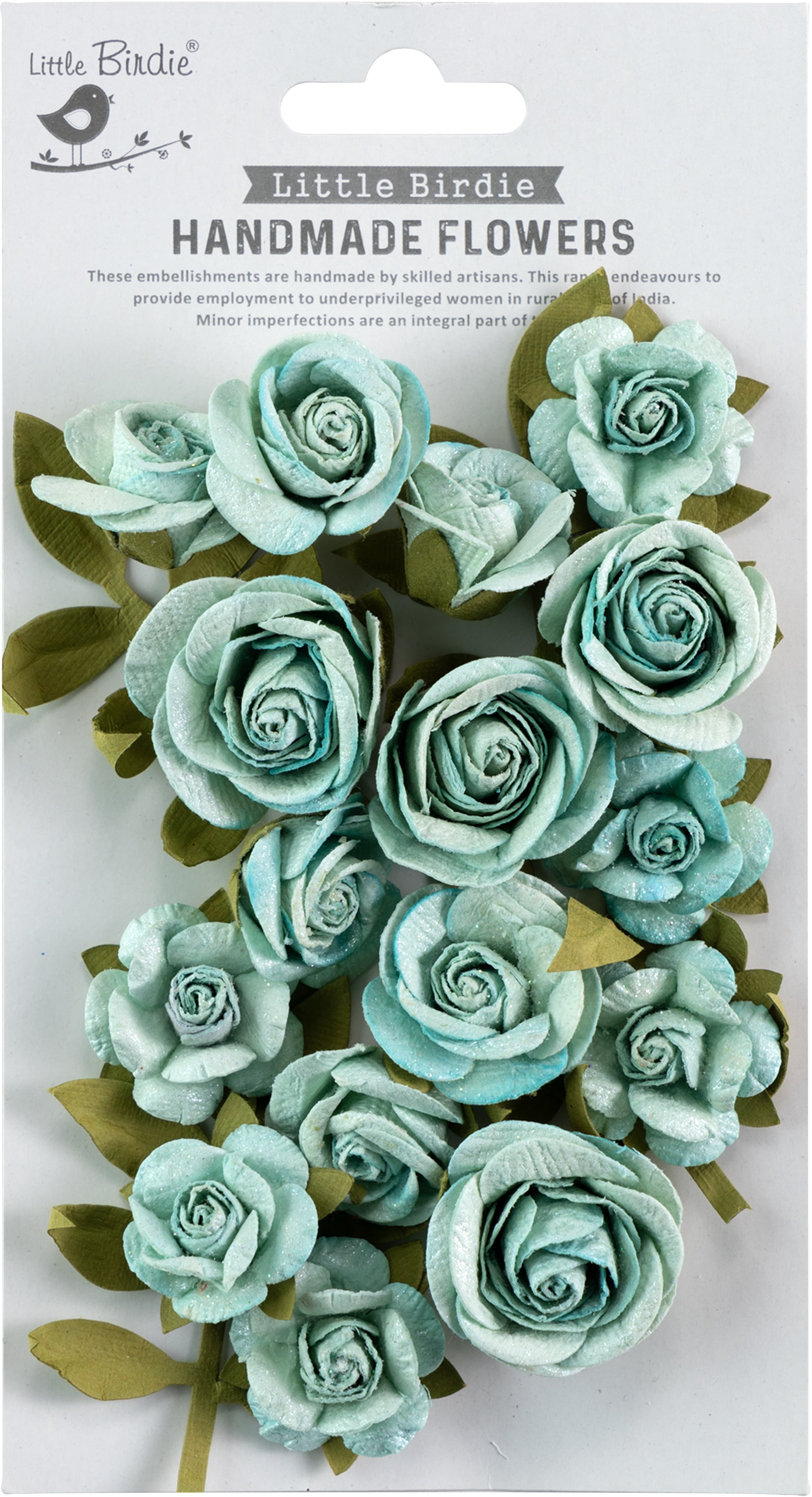 Little Birdie Foina Paper Flowers 20/Pkg-Ocean Mist - Walmart.com