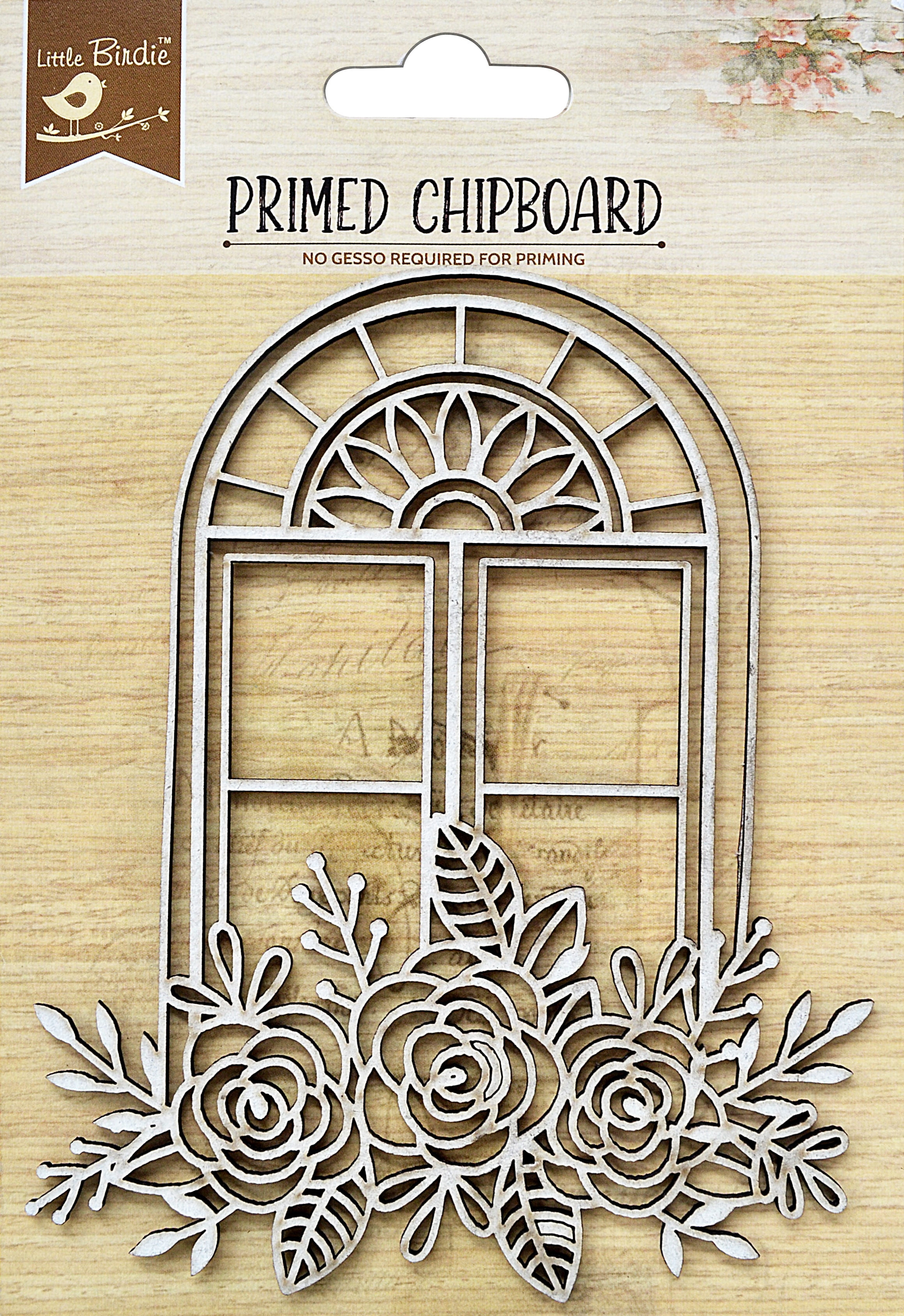 Little Birdie Laser Cut Primed Chipboard 1/Pkg-Flower Arch Window ...