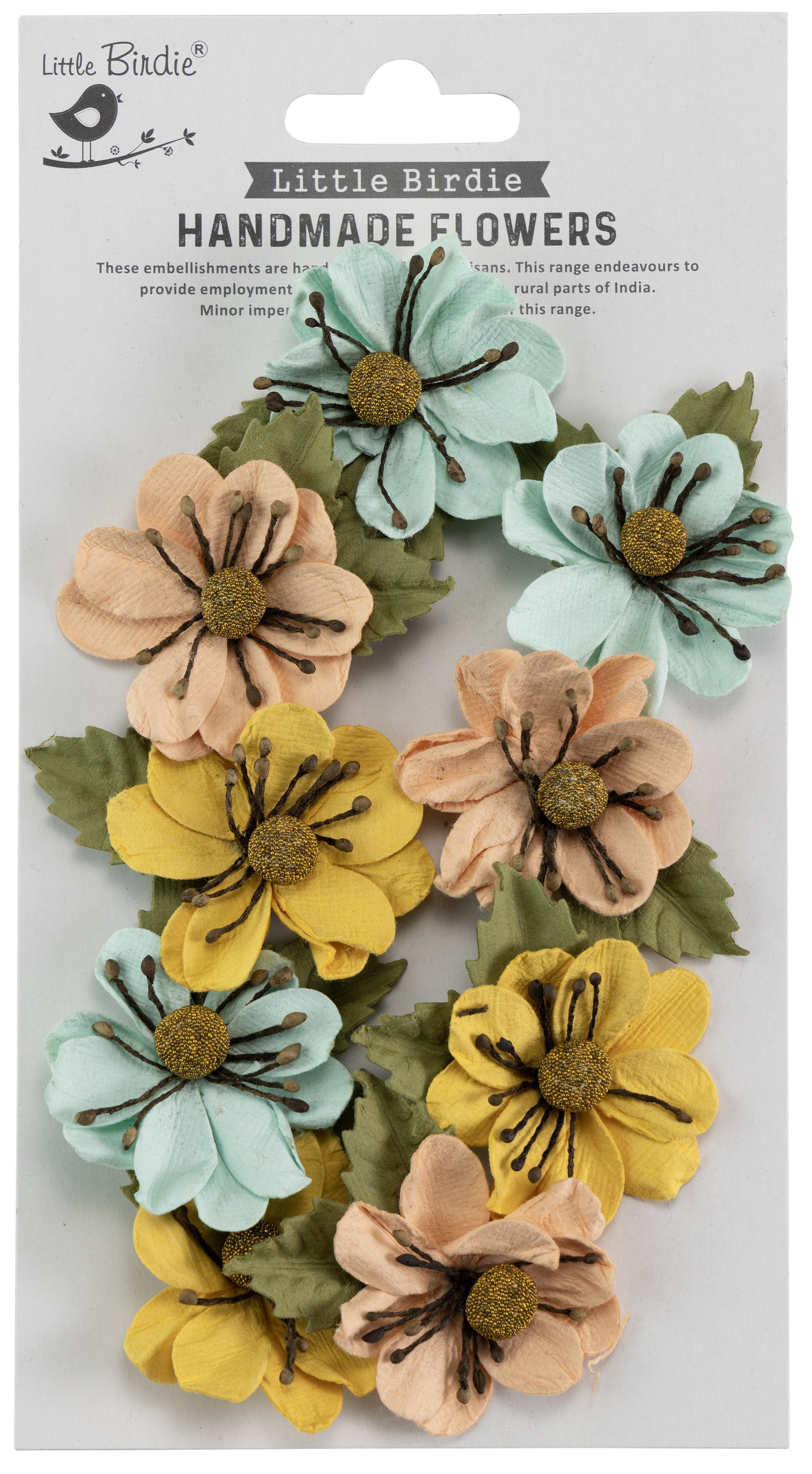 Little Birdie Wendy Paper Flowers 9/Pkg-Sunshine And Lemonade - Walmart.com