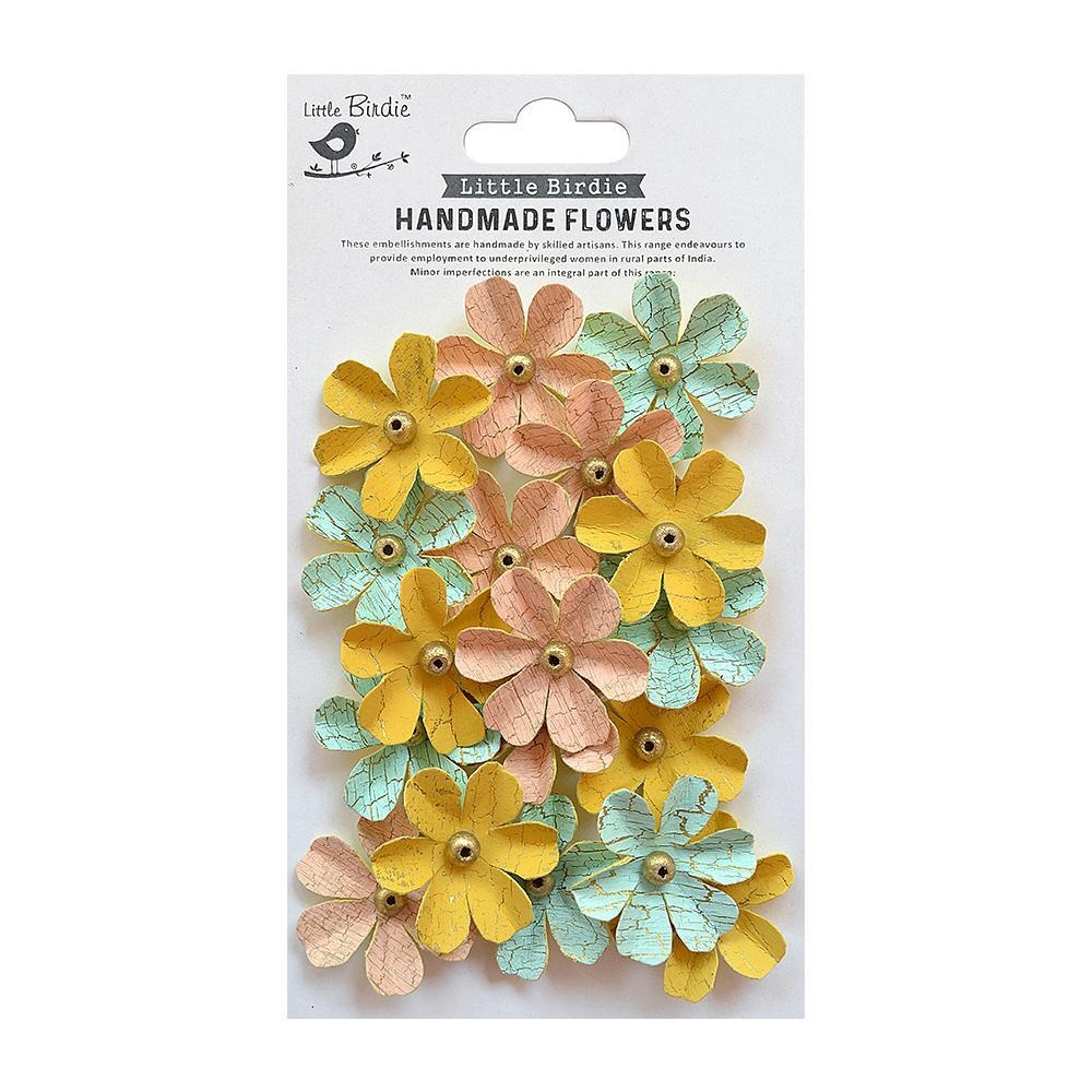Little Birdie Zoey Washed Paper Flowers 18/Pkg-Sunshine And Lemonade ...