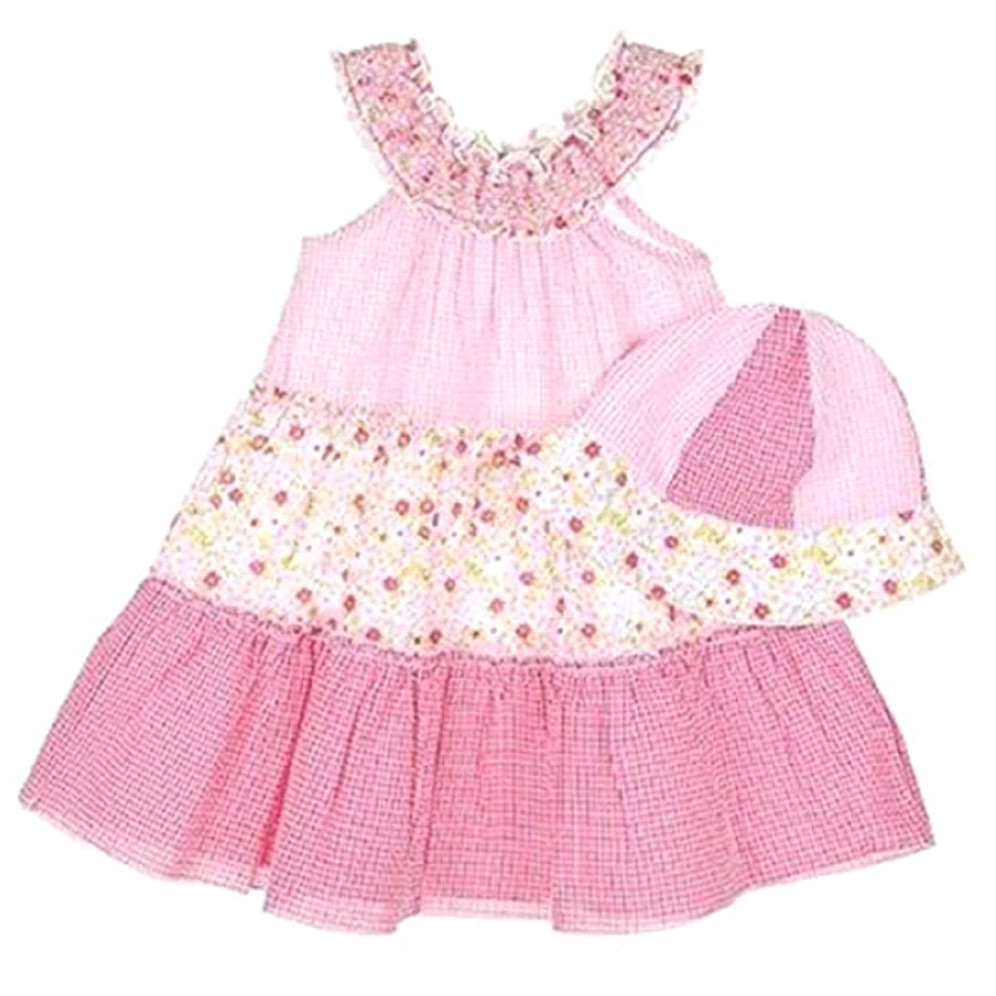 Little Bitty Little Girl's Tiers of Joy Plaid-Floral Dress and Hat (6X ...