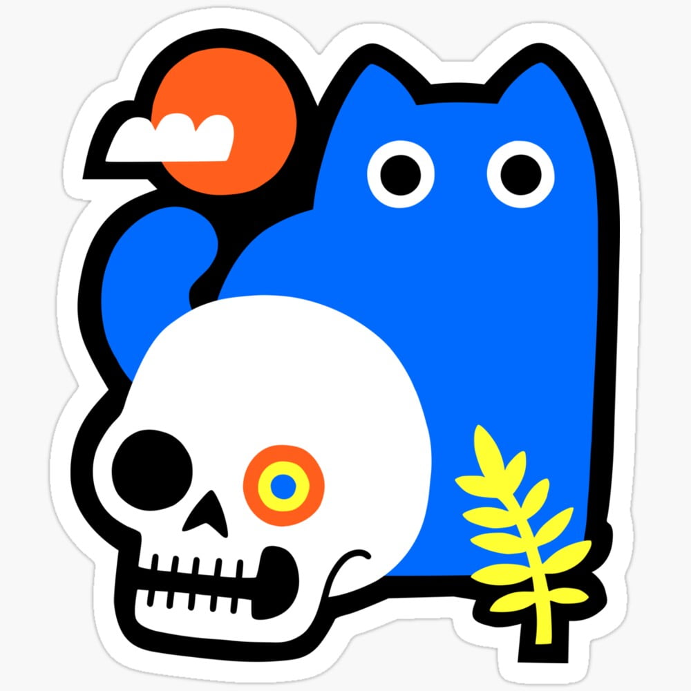 Little Blue Cat Sticker Phone Decal Water Bottle Stickers Car Decals ...