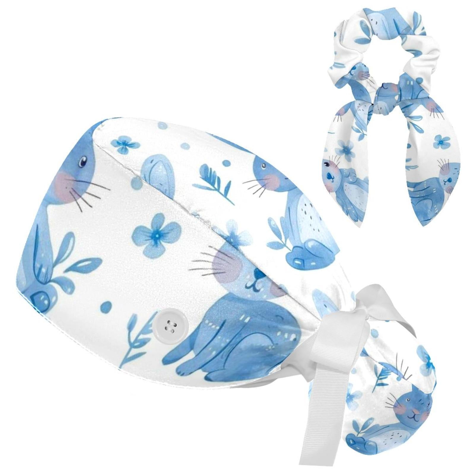 Little Blue Rabbits Working Cap with Buttons and Ribbon Tie for Women ...