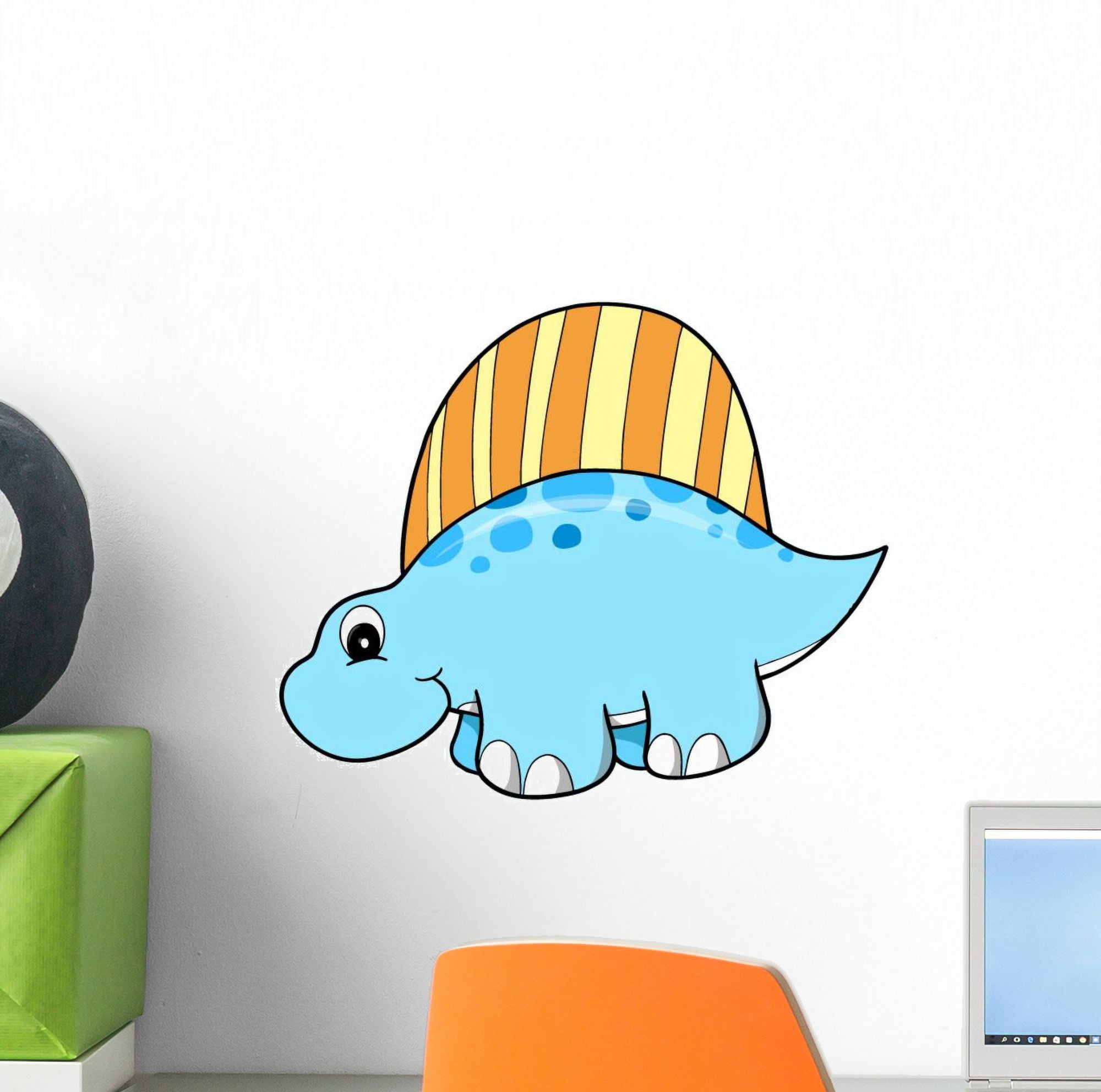 Little Blue Stegosaurus Dinosaur Wall Decal Sticker, Wallmonkeys Peel ...