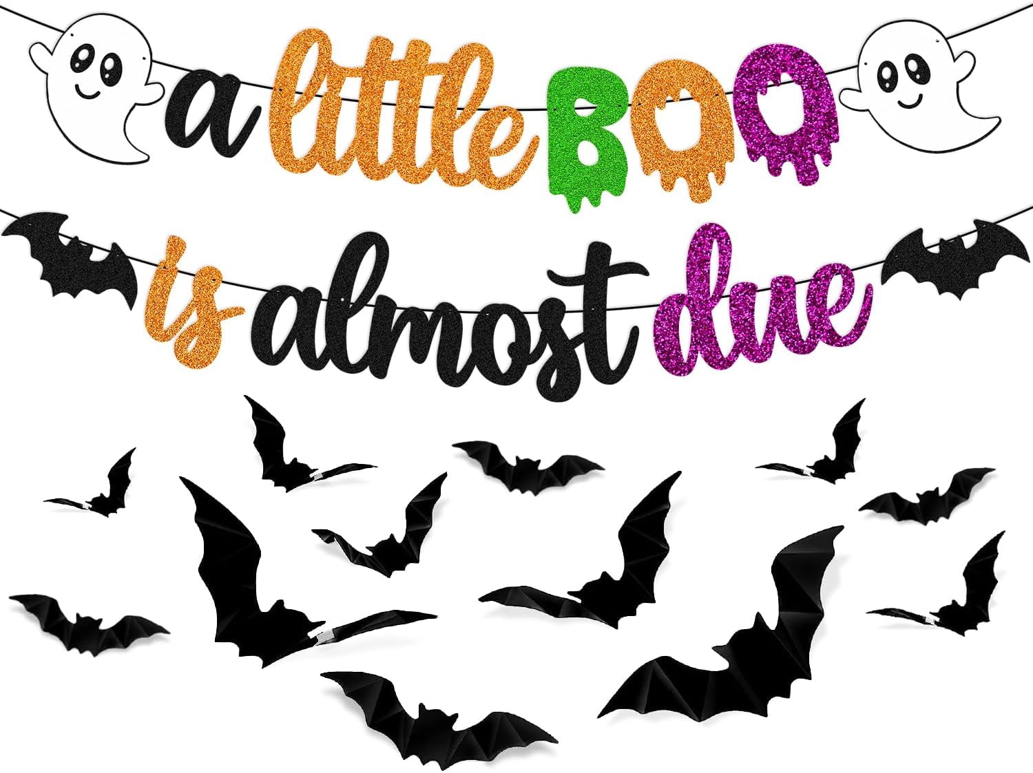 A Little Boo is Almost Due Banner Halloween Boy Girl Baby Shower Party ...