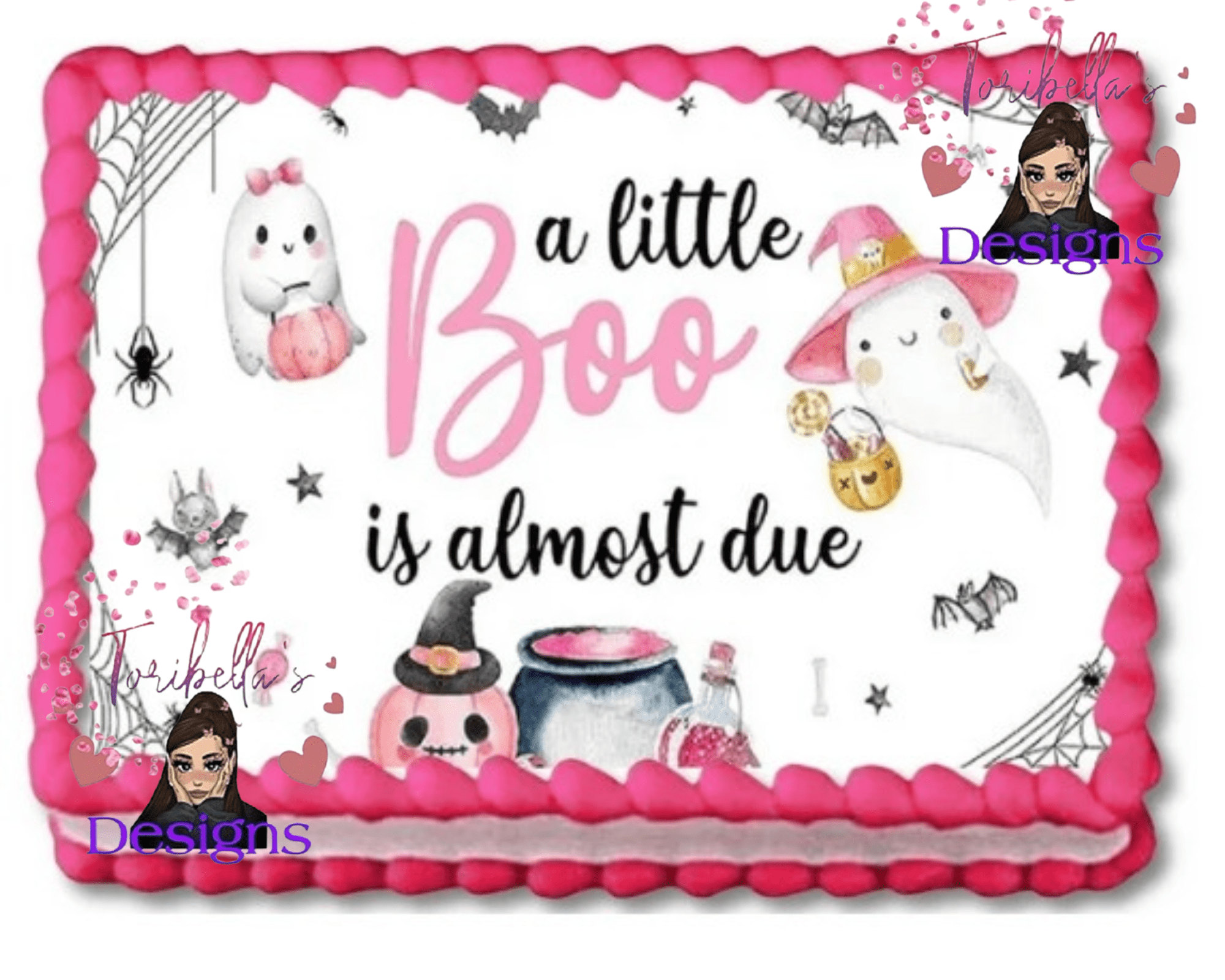 A Little Boo Is Almost Due Edible Image Edible Cake Topper Baby Shower ...