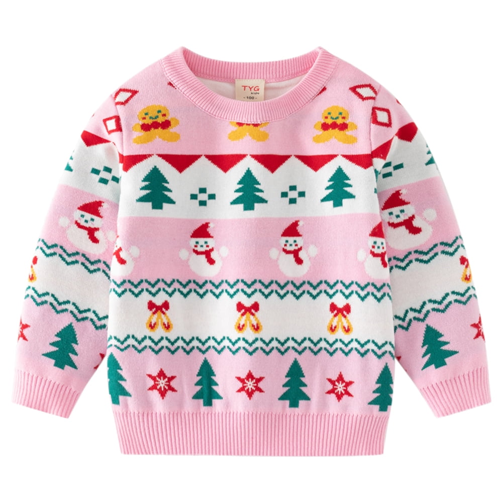 Little Boy Girl Christmas Sweaters Round Neck Cartoon Print Sweaters ...