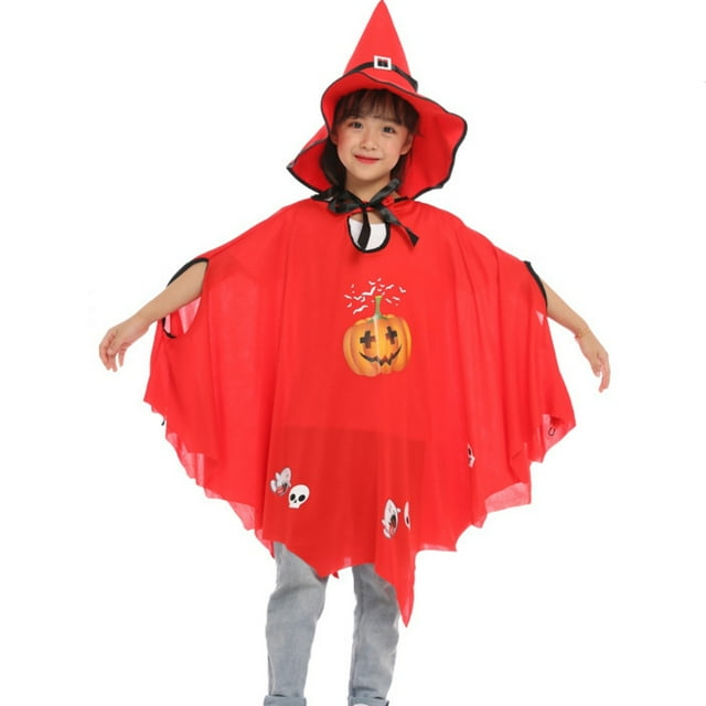 Little Boy Girl Halloween Costumes Solid Color Cloak and Hat Set ...